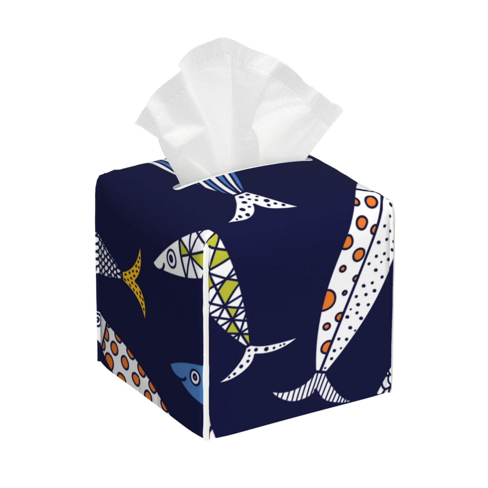 Leather Tissue Box Cover Square - Boho style fish Lightweight ...