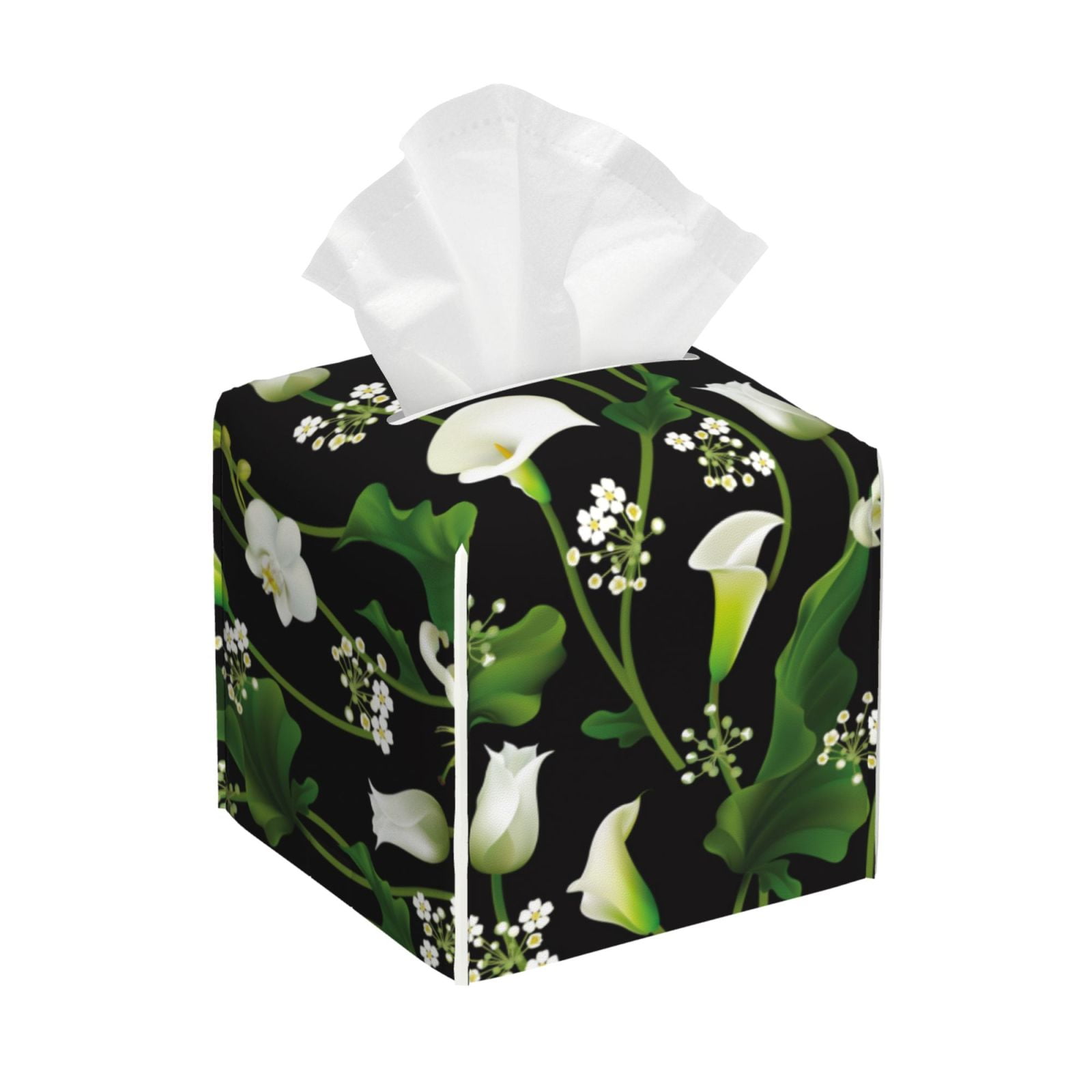 Leather Tissue Box Cover Square - Bouquet Calla Lily Flowers Waterproof ...