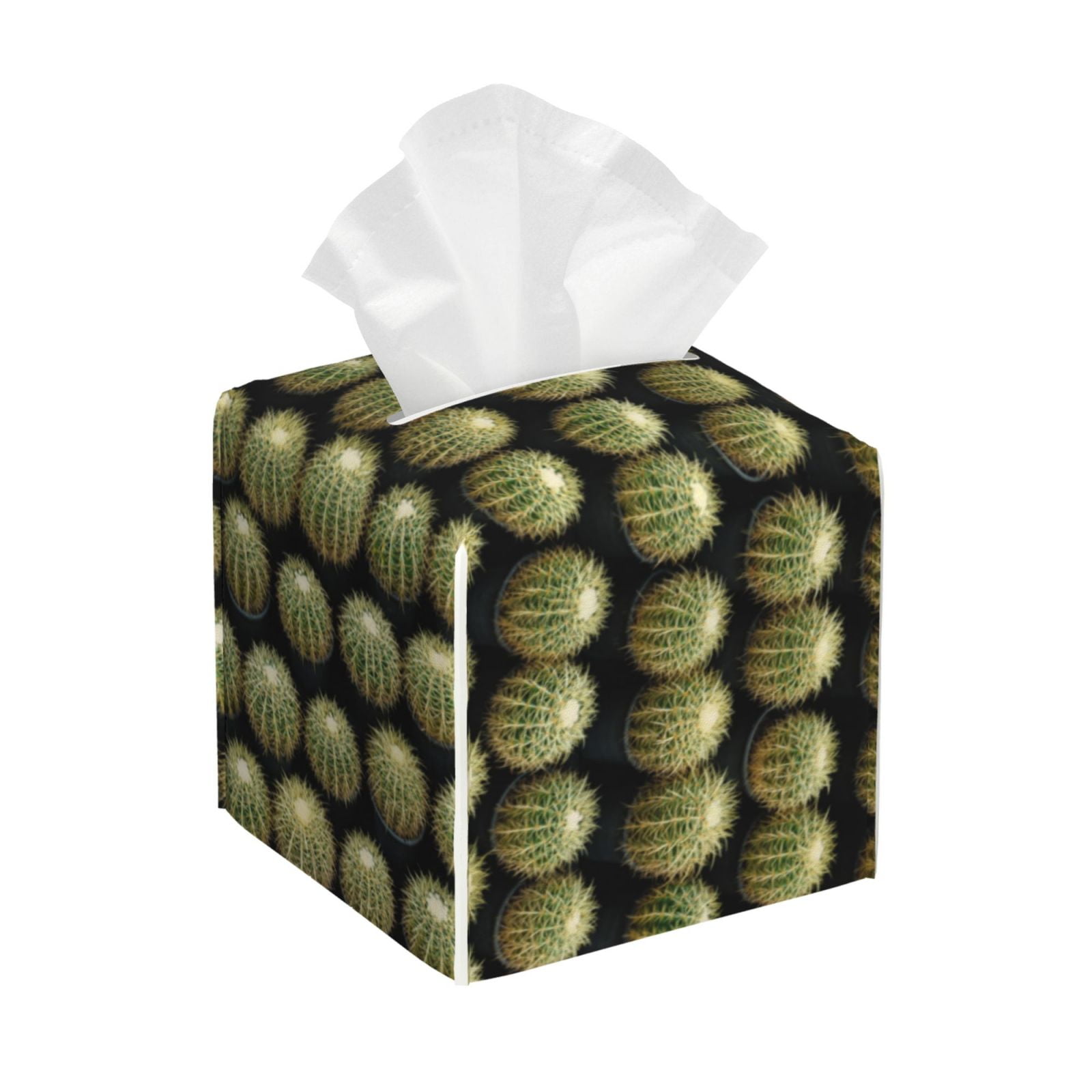 Leather Tissue Box Cover Square, Cactus Farmland Waterproof Tissue Box ...