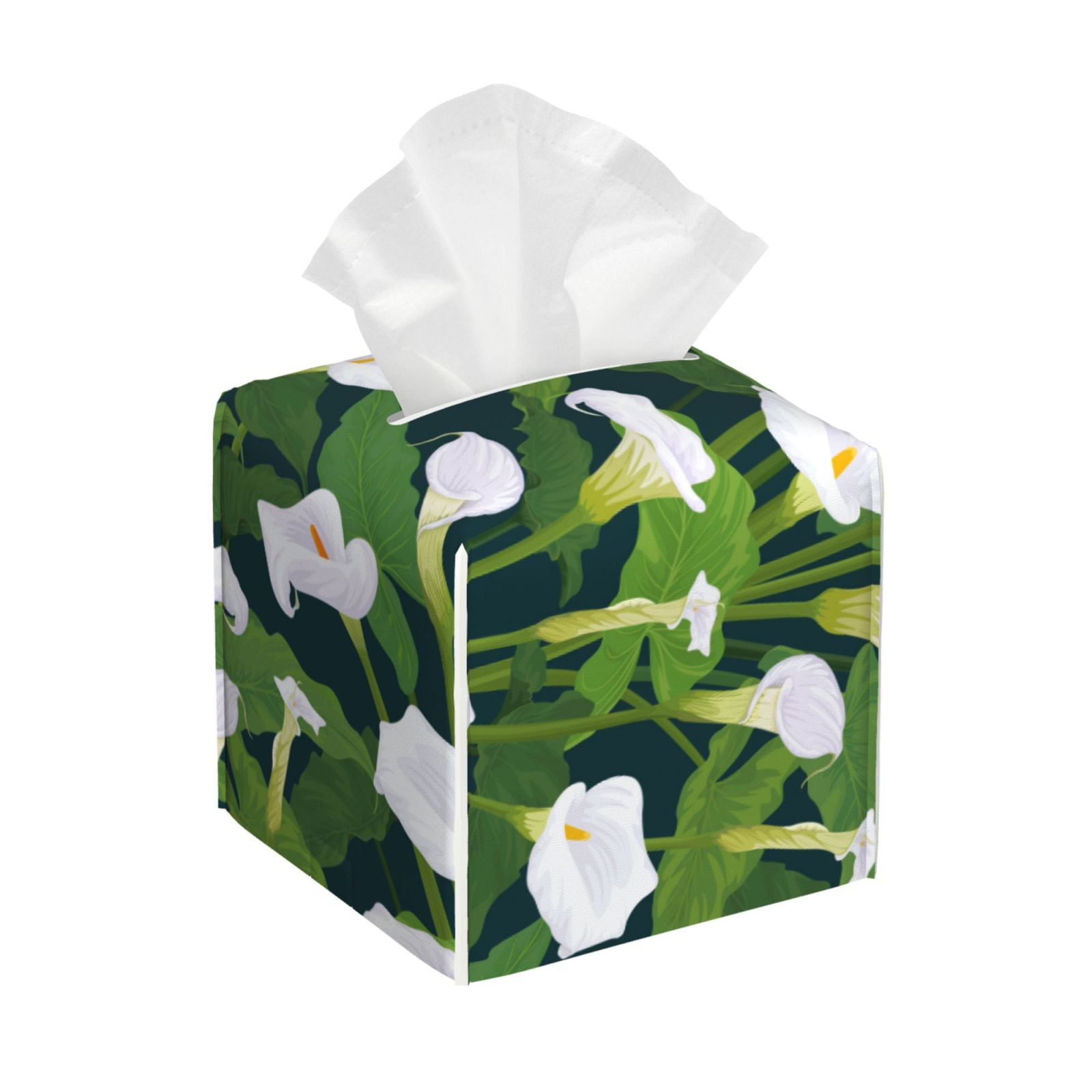 Leather Tissue Box Cover Square - Calla Lily Flowers Bouquet ...