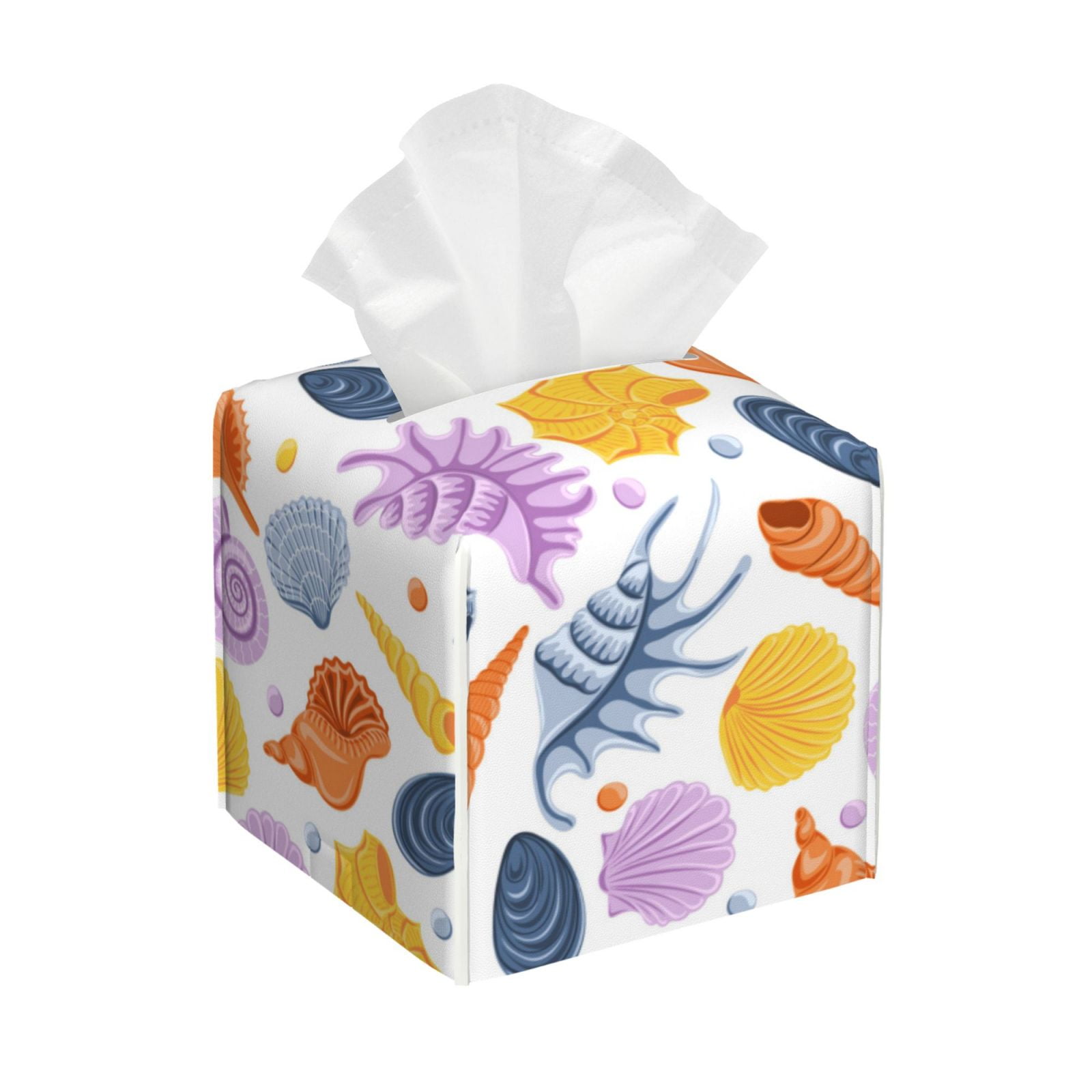Leather Tissue Box Cover Square - Cartoon Shell Conch Waterproof Tissue ...