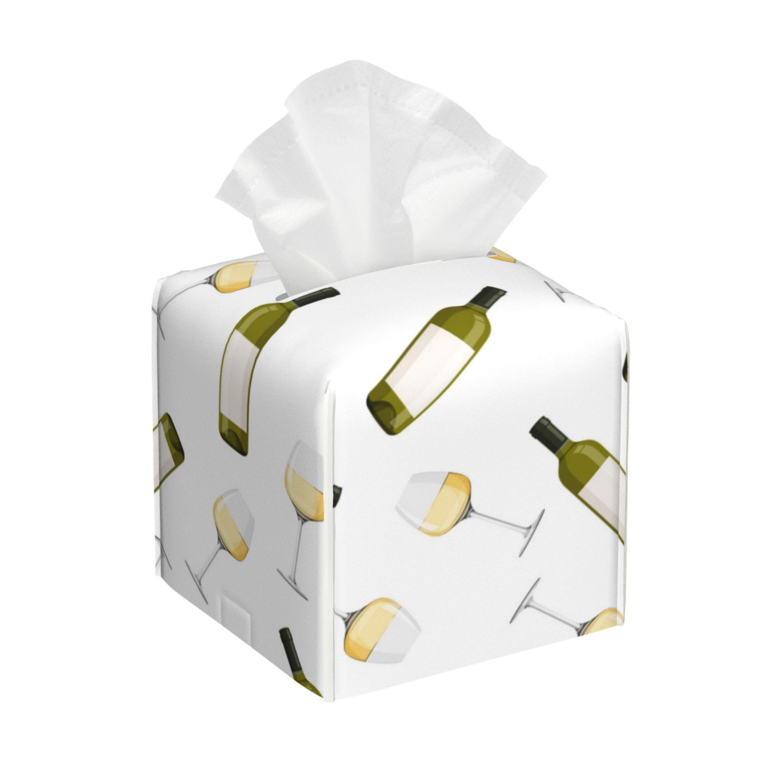 Leather Tissue Box Cover Square - Champagne Bottle And Glasses ...