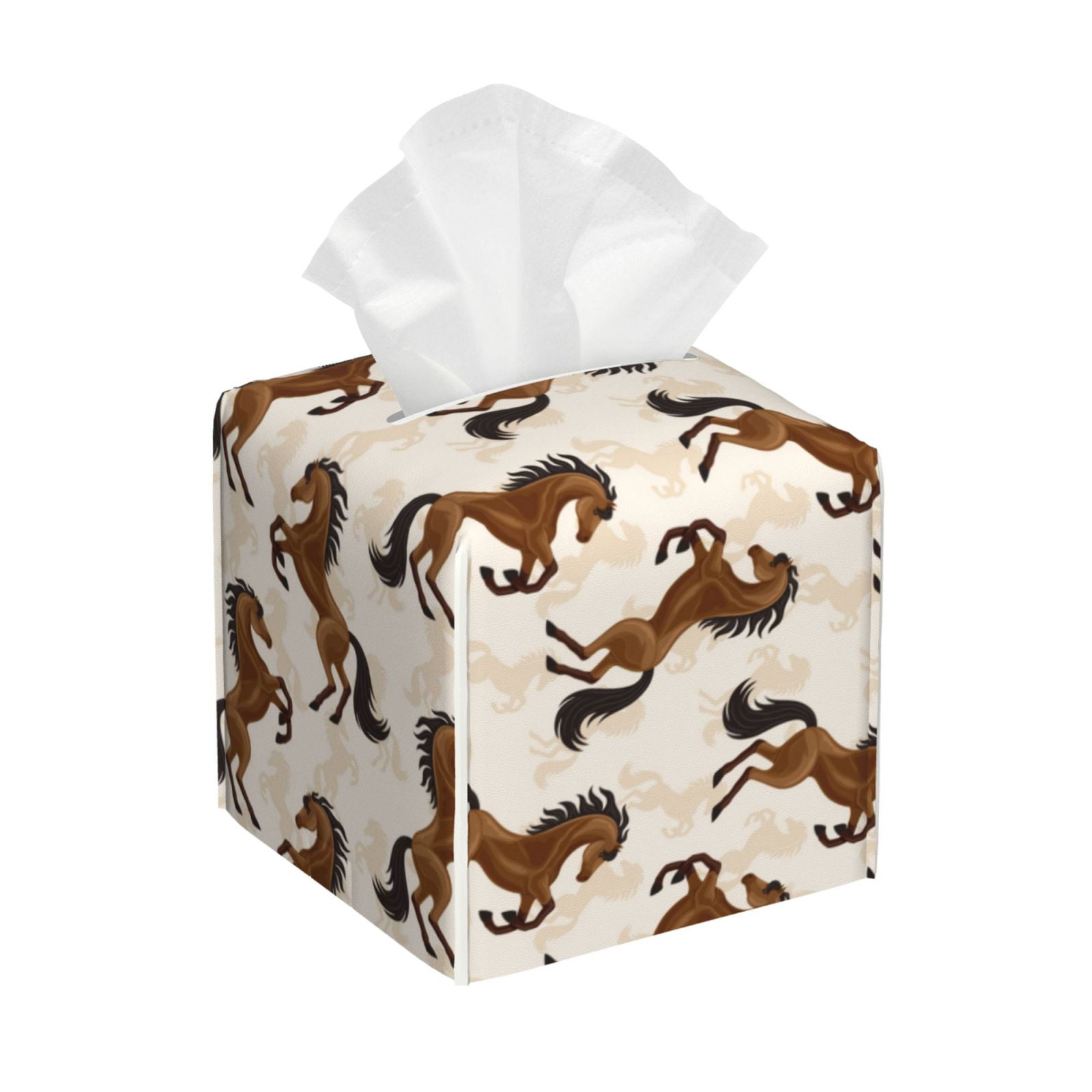 Leather Tissue Box Cover Square - Classic Standing Horse Waterproof ...