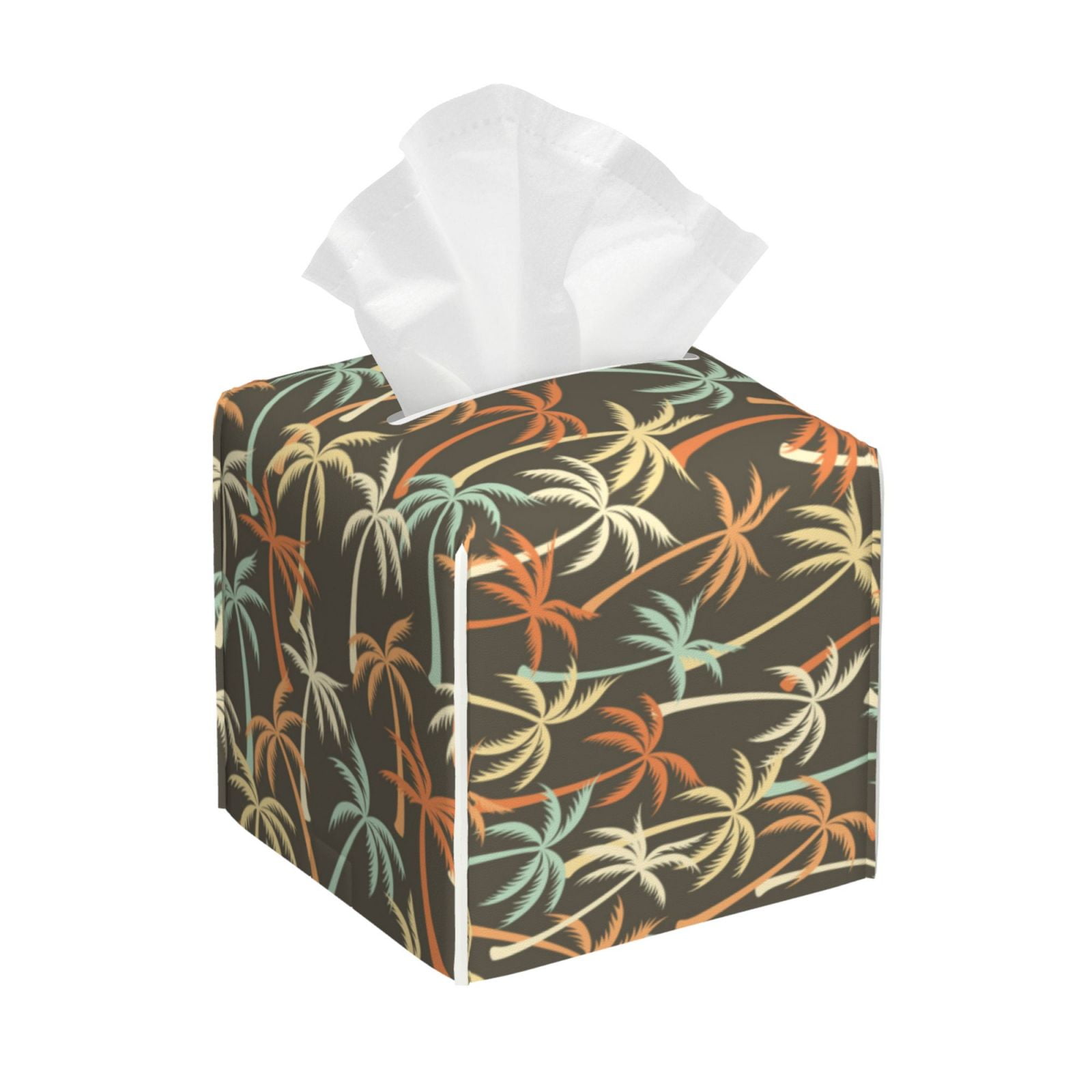 Leather Tissue Box Cover Square - Coconutpalm tree pattern Waterproof ...