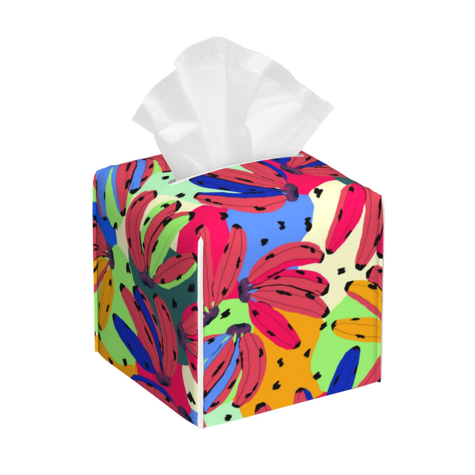 Leather Tissue Box Cover Square - Colorful Bananas Waterproof Tissue ...