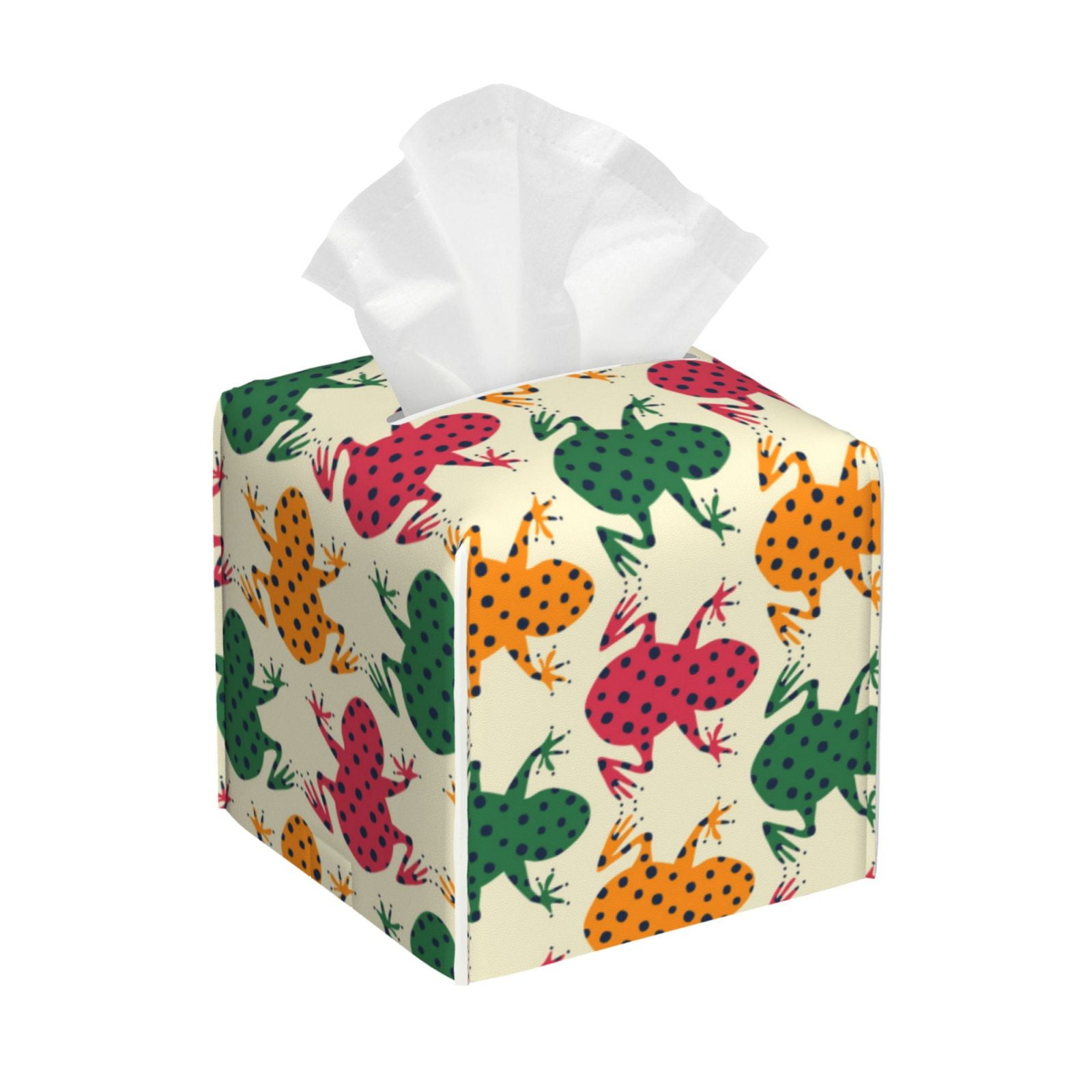 Leather Tissue Box Cover Square - Colorful Frogs Waterproof Tissue Box ...
