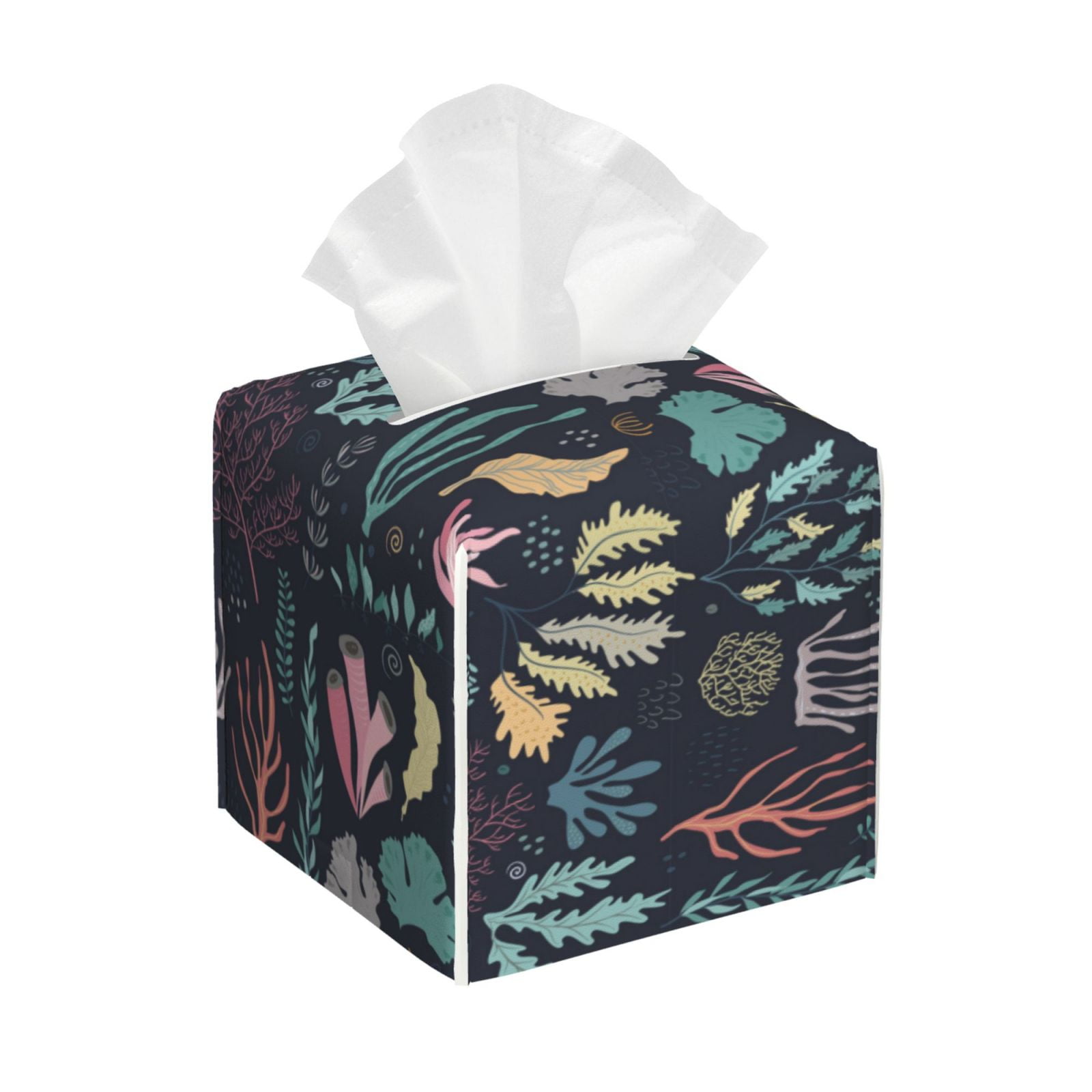 Leather Tissue Box Cover Square - Colorful seaweed Waterproof Tissue ...
