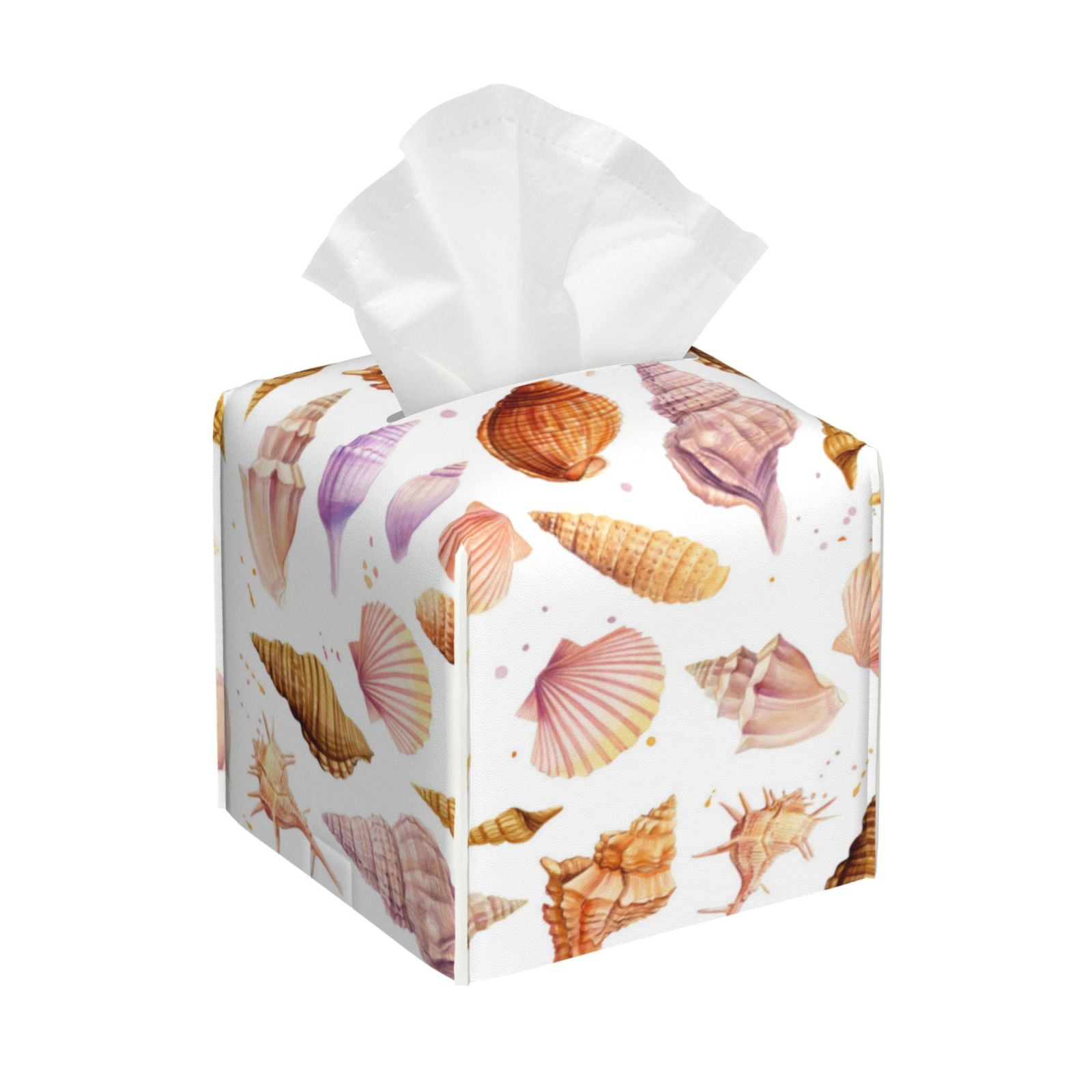 Leather Tissue Box Cover Square - Conch Shell No.J912 Waterproof Tissue ...