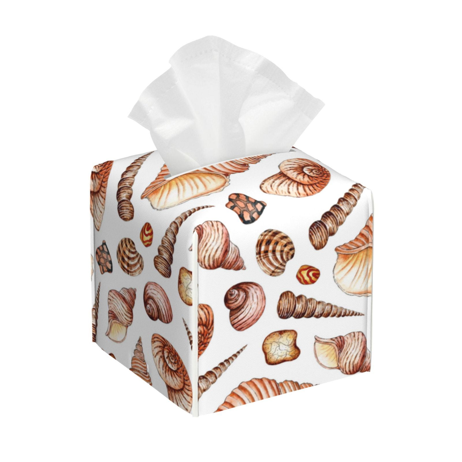 Leather Tissue Box Cover Square - Conch Shell No.J919 Lightweight ...