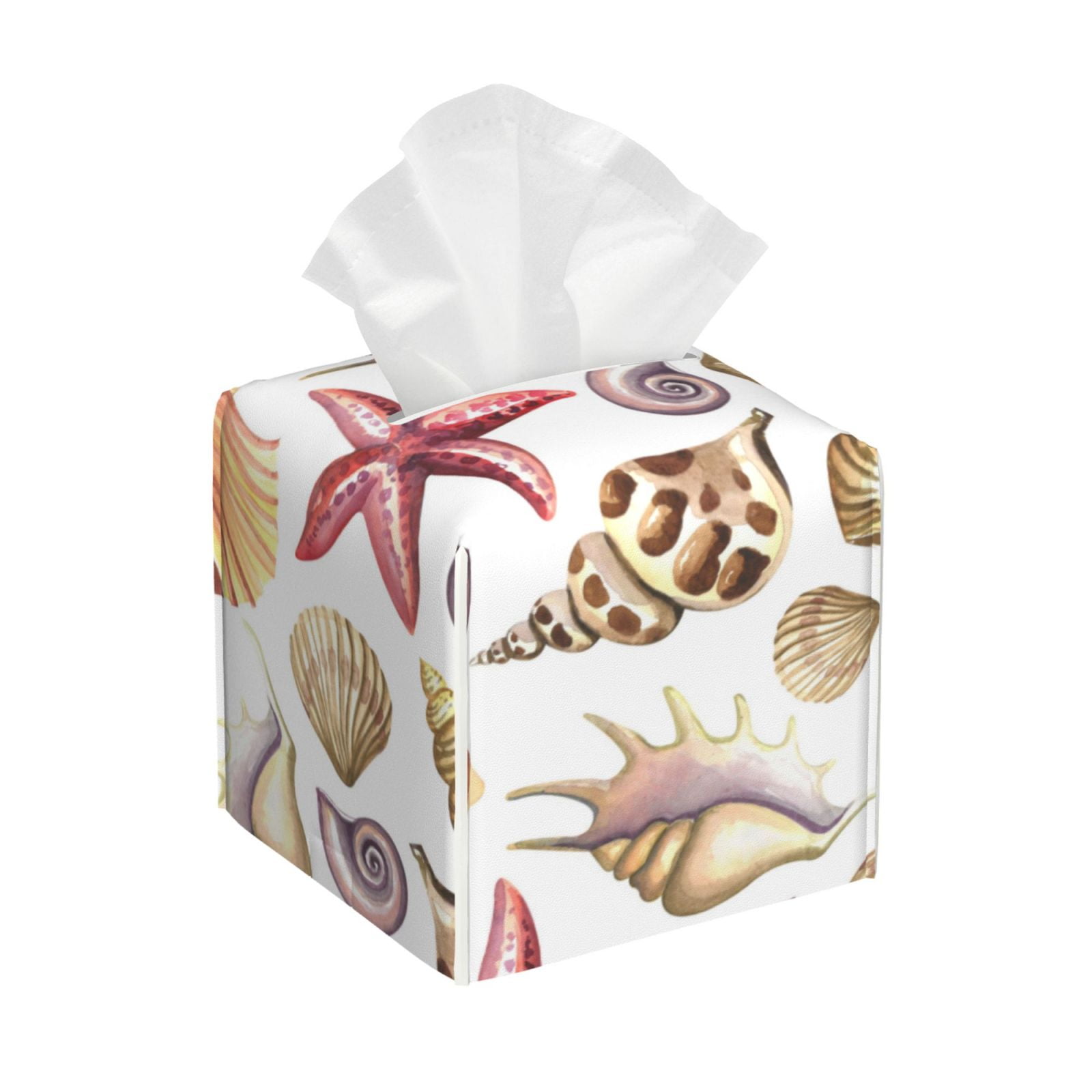 Leather Tissue Box Cover Square - Conch Shell No.J921 Lightweight ...