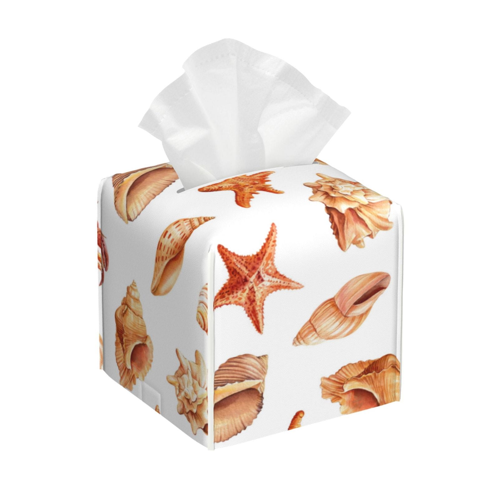 Leather Tissue Box Cover Square - Conch Shell No.J926 Waterproof Tissue ...