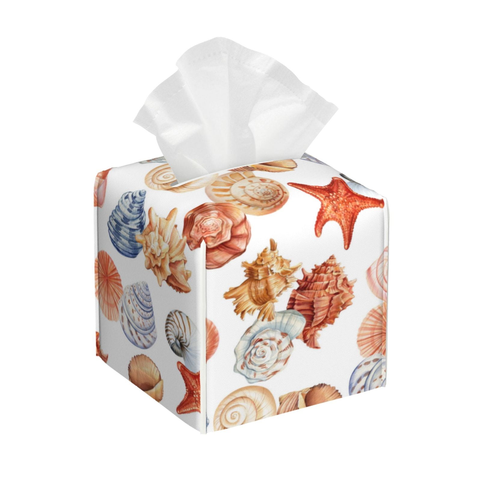 Leather Tissue Box Cover Square - Conch Shell No.J935 Waterproof Tissue ...