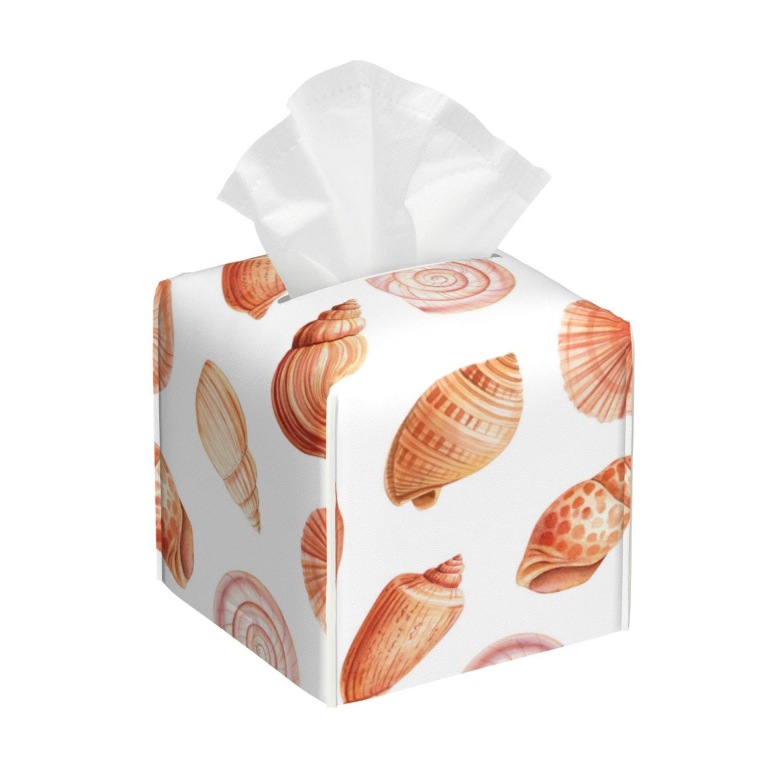 Leather Tissue Box Cover Square - Conch Shell No.J936 Lightweight ...