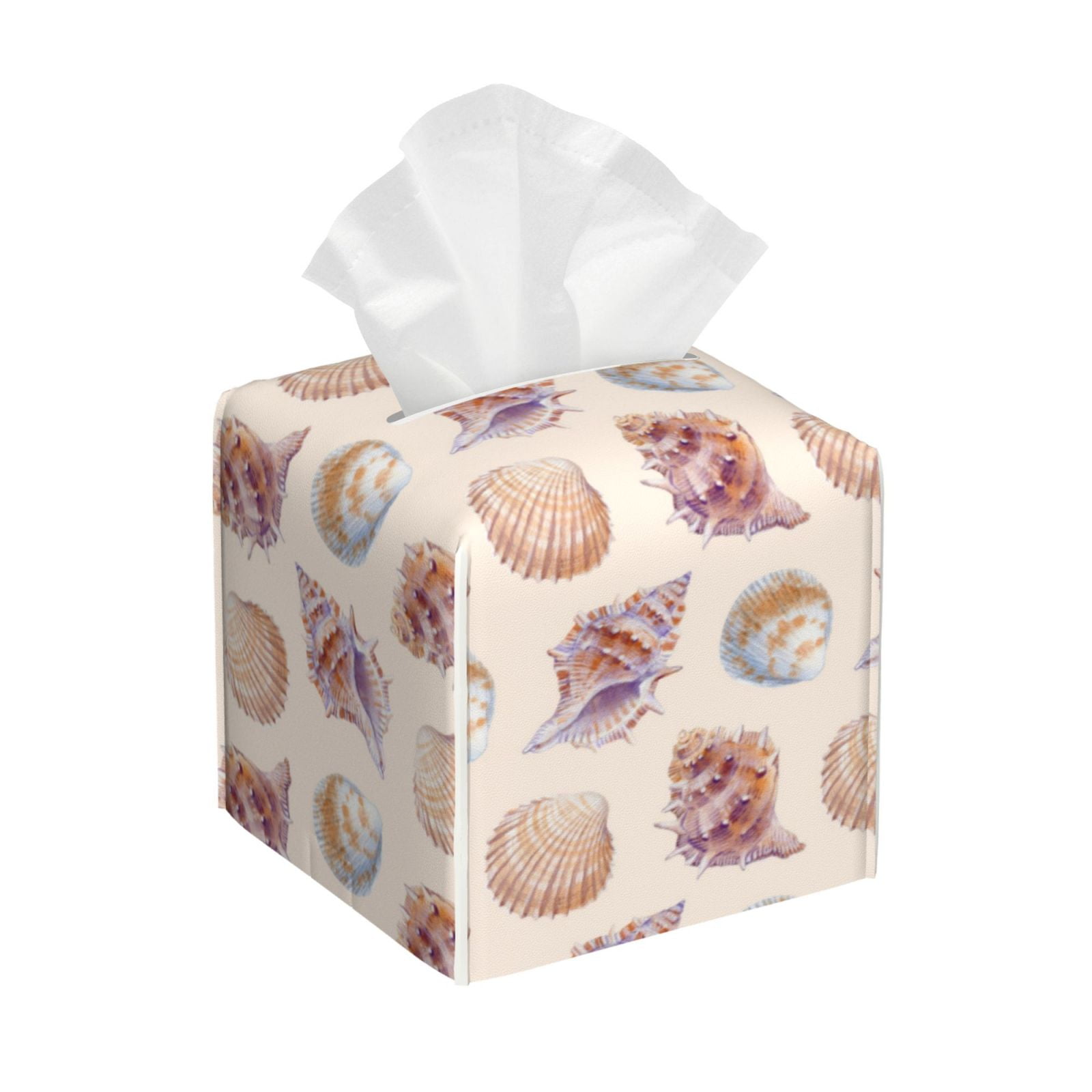 Leather Tissue Box Cover Square - Conch Shell No.J96 Lightweight ...