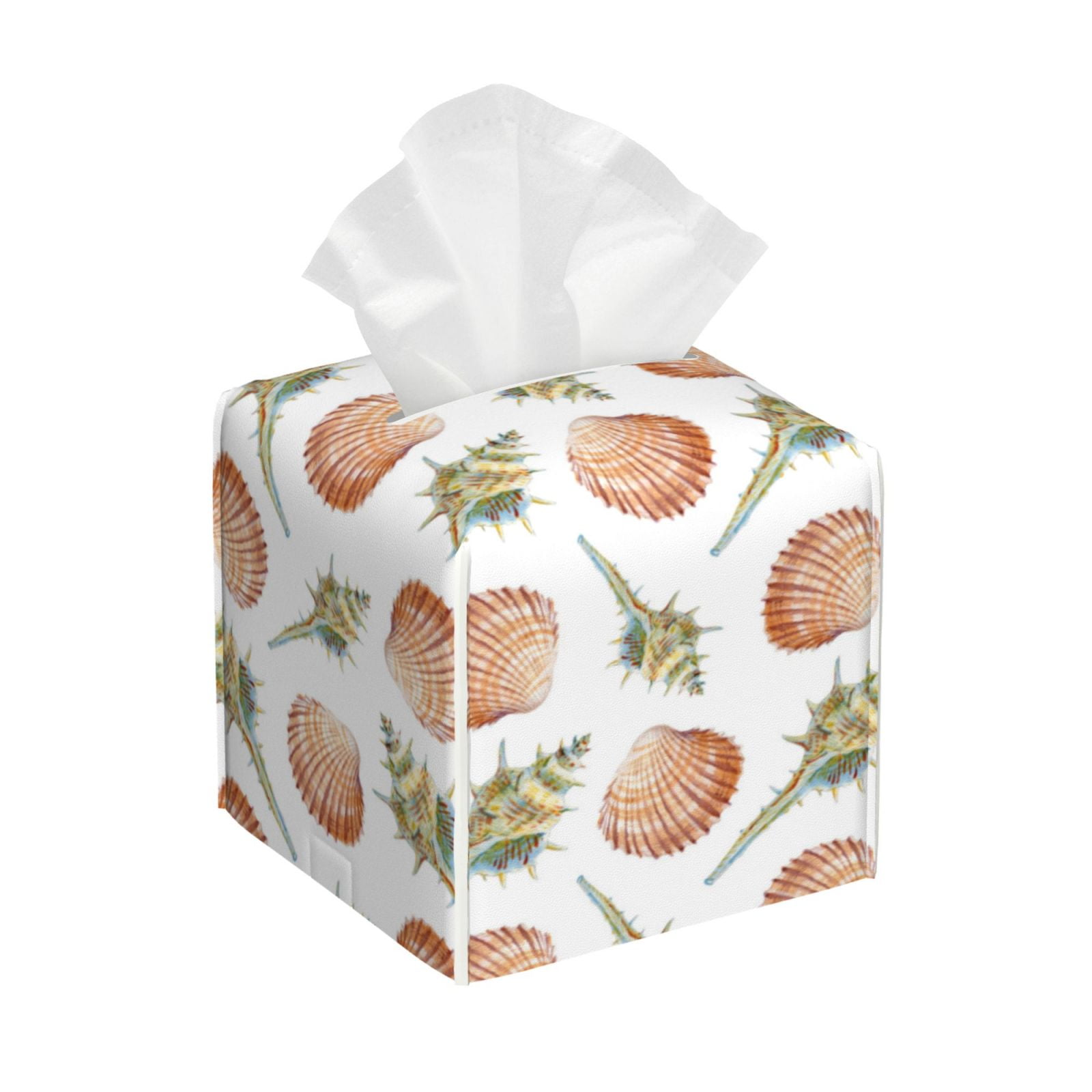 Leather Tissue Box Cover Square - Conch Shell No.J99 Lightweight ...