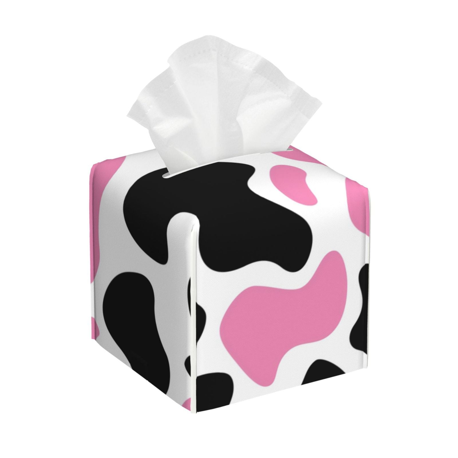 Leather Tissue Box Cover Square - Cow Spots Waterproof Tissue Box ...
