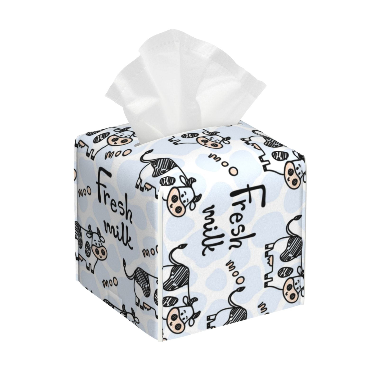 Leather Tissue Box Cover Square - Cow With Fresh Milk Waterproof Tissue ...