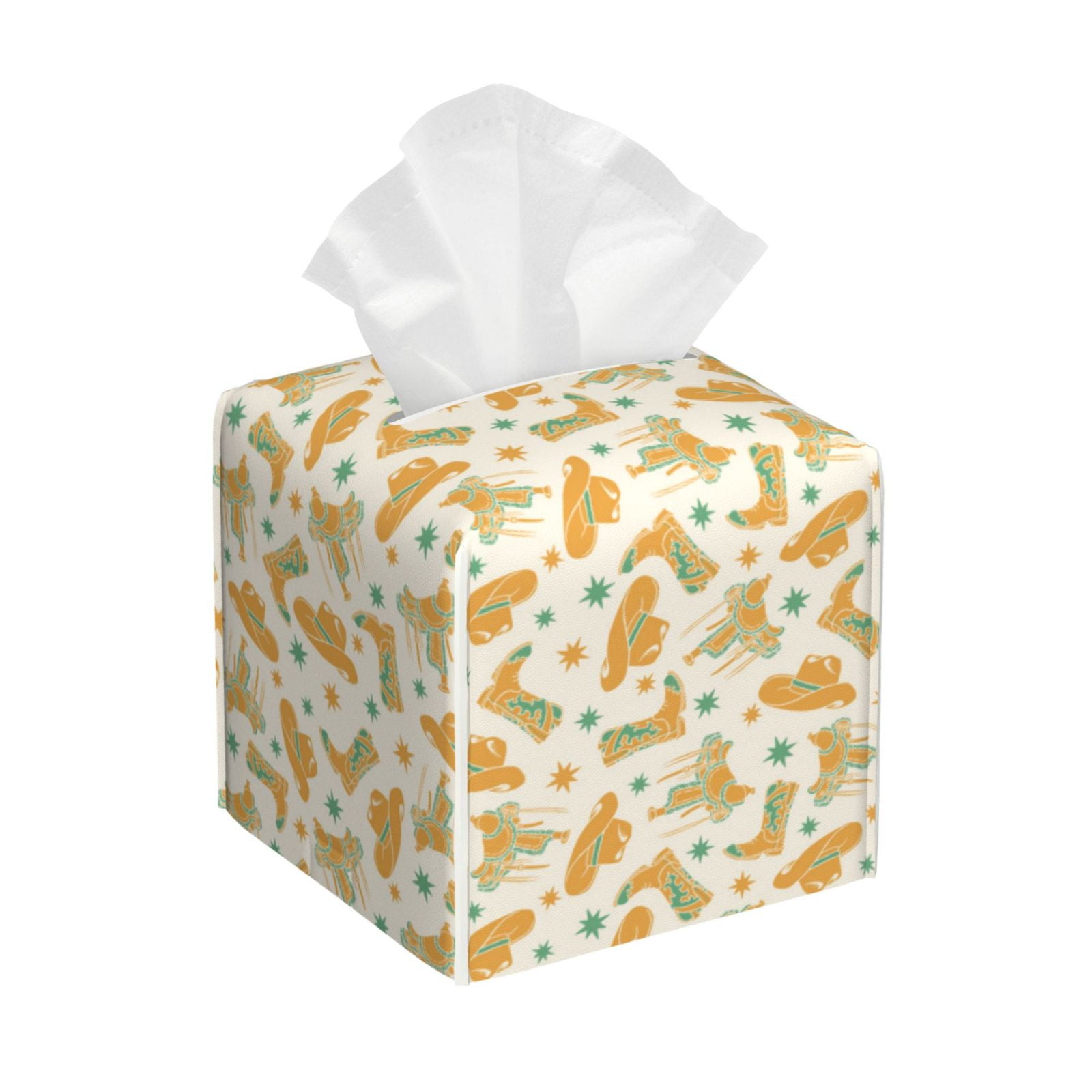 Leather Tissue Box Cover Square - Cowgirl Boots cute Waterproof Tissue ...