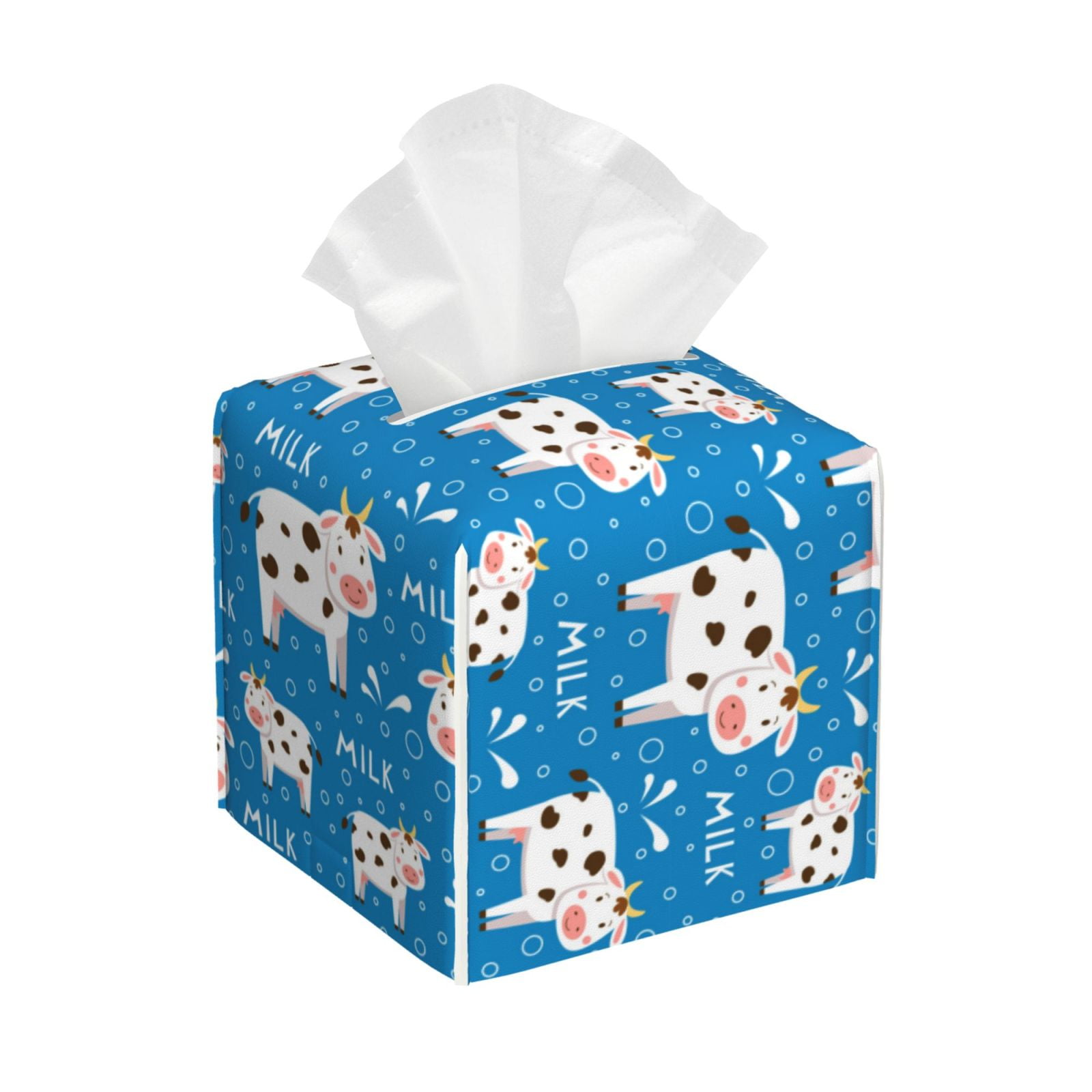 Leather Tissue Box Cover Square - Cows Milk Waterproof Tissue Box ...