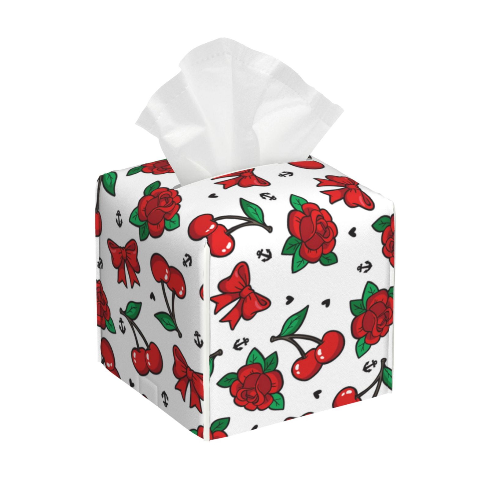 Leather Tissue Box Cover Square - Cute Berry Rose Lightweight ...