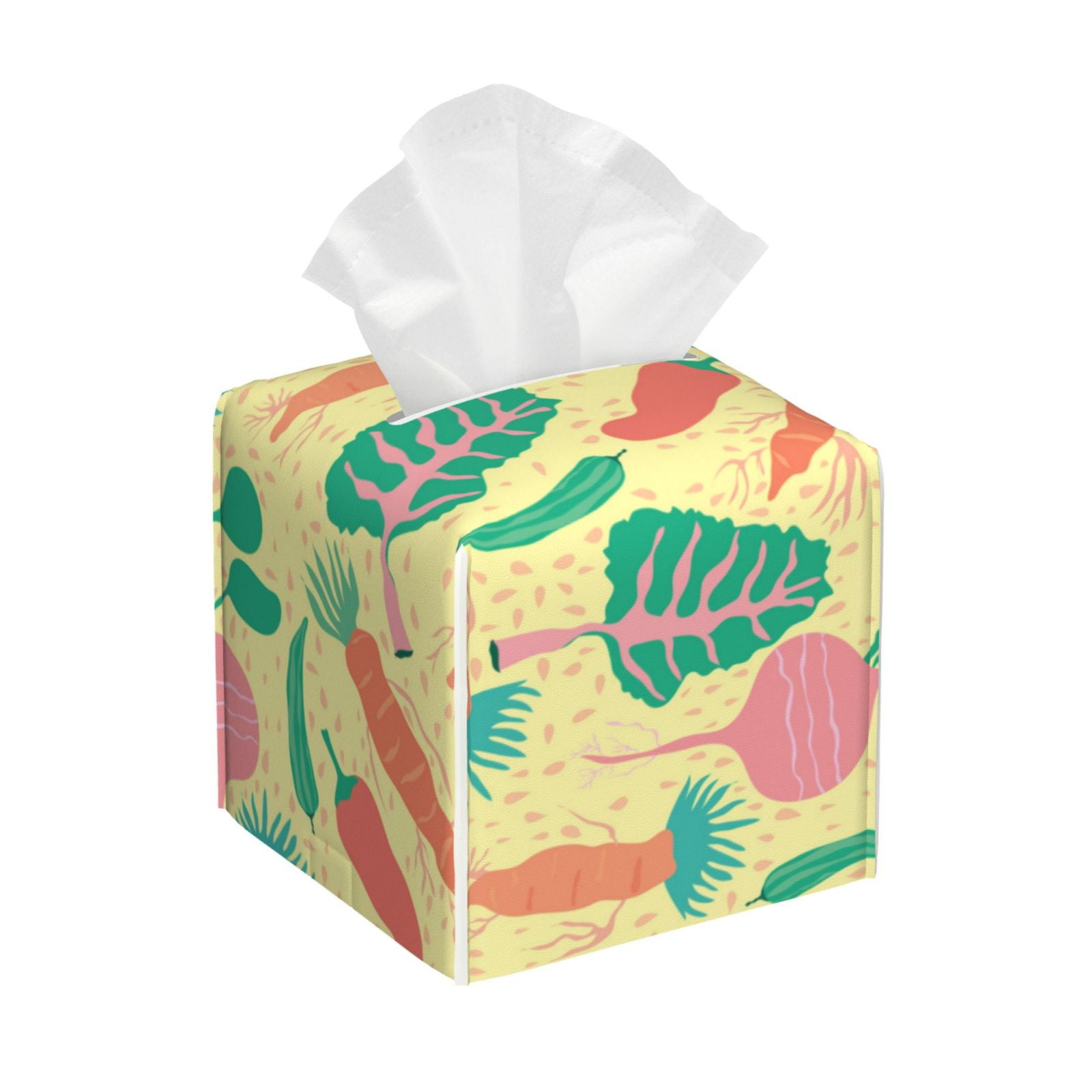 Leather Tissue Box Cover Square - Cute Carrot Vegetables Waterproof ...