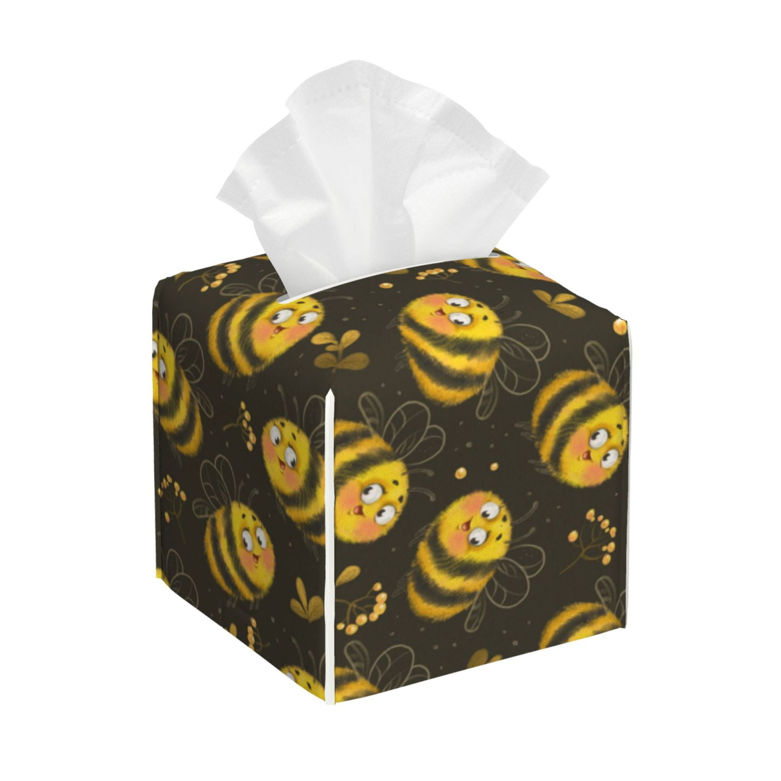 Leather Tissue Box Cover Square - Cute Cartoon Bees Lightweight ...