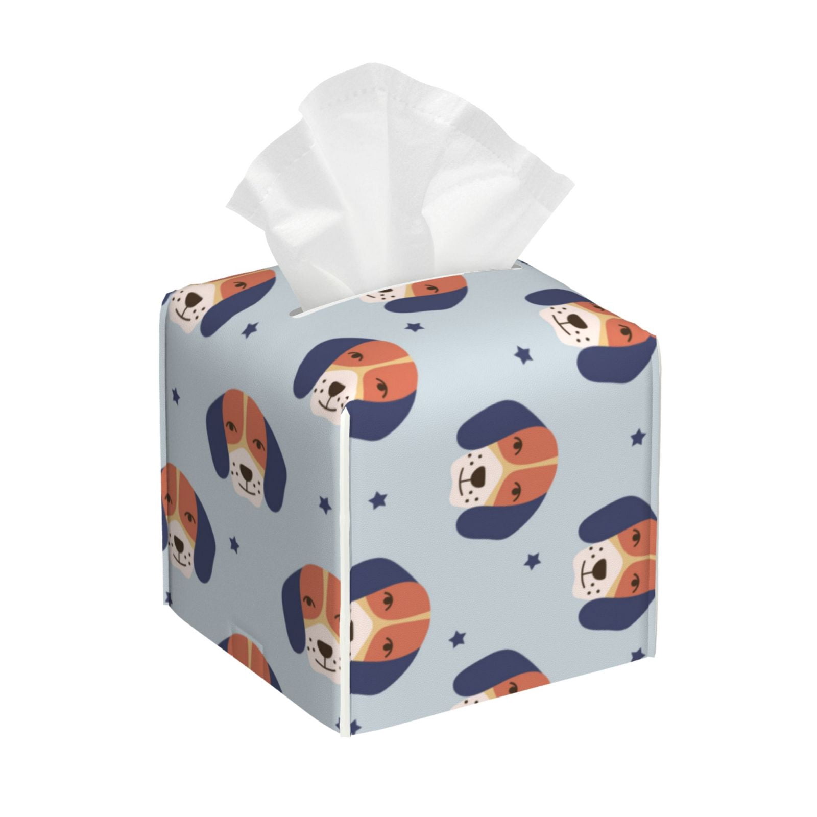 Leather Tissue Box Cover Square - Cute Dog Puppy star Lightweight ...