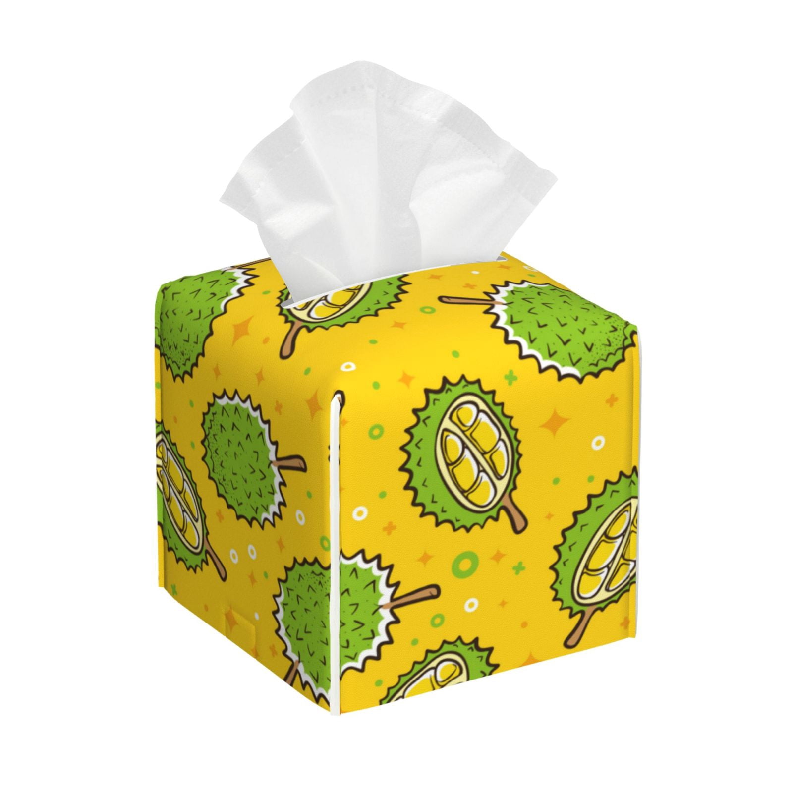 Leather Tissue Box Cover Square - Cute Durian Starry Sky Yellow ...