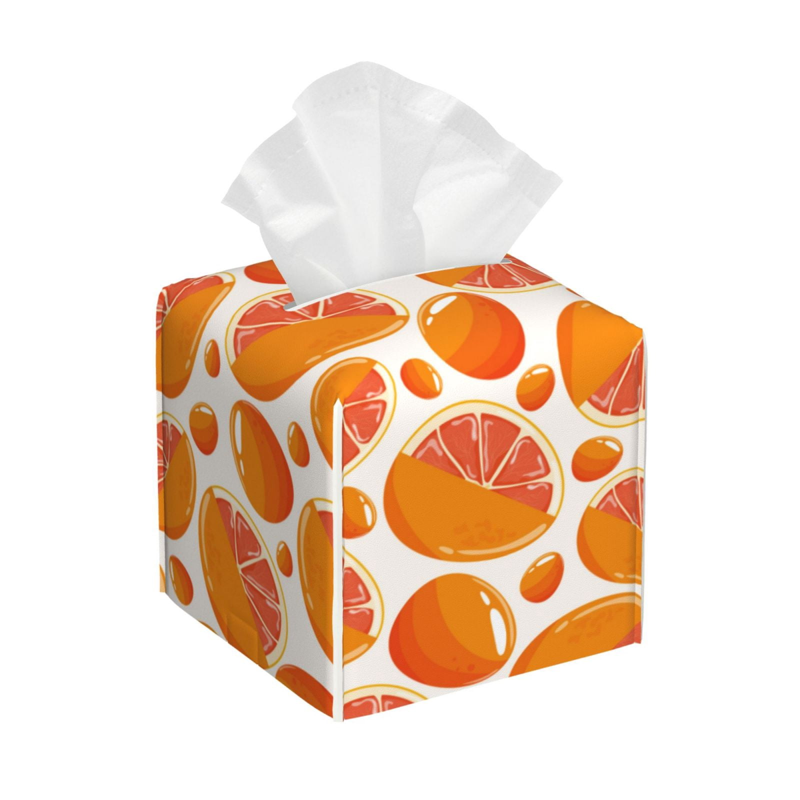 Leather Tissue Box Cover Square - Cute Juicy Red Orange Lightweight ...