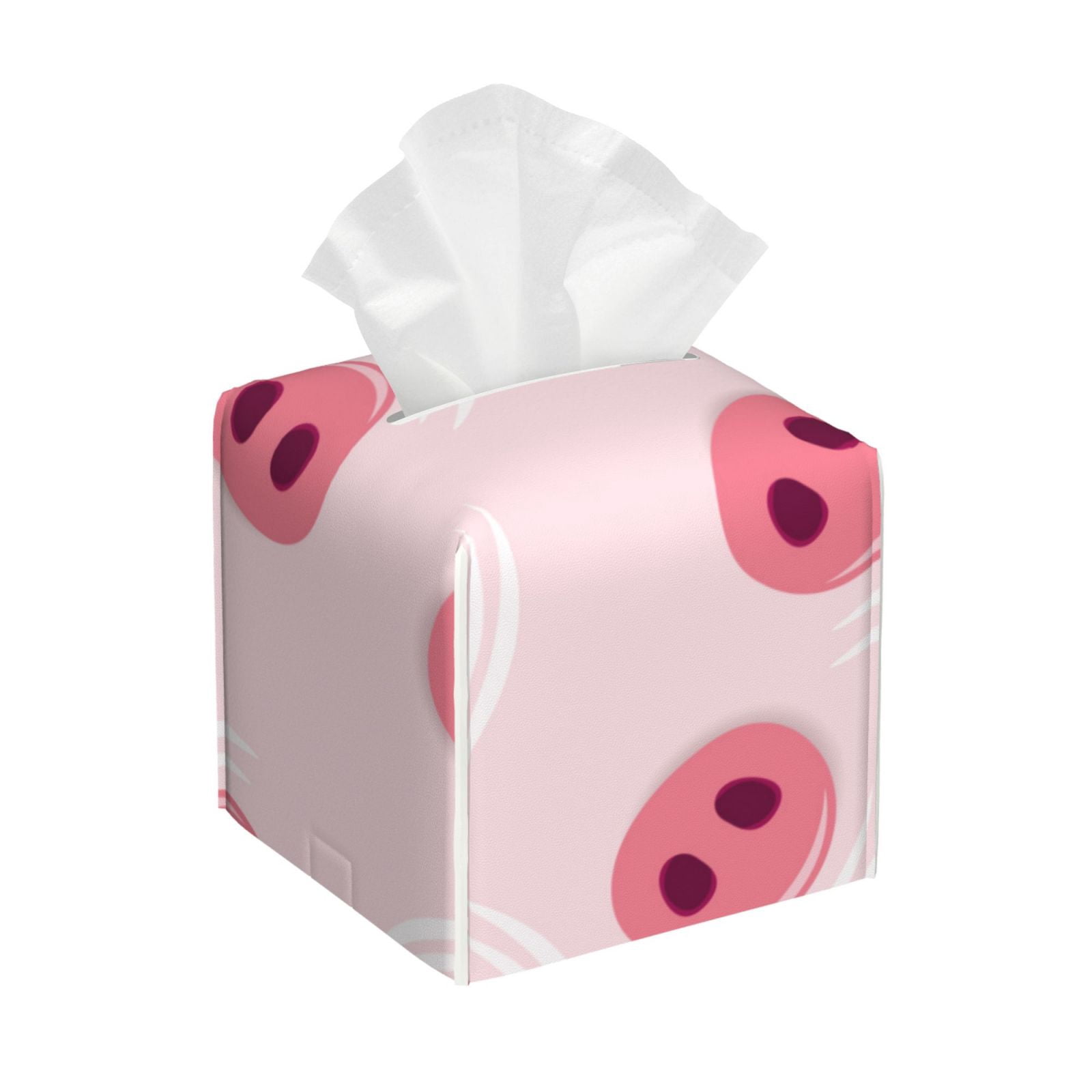 Leather Tissue Box Cover Square - Cute Pig Nose pink Waterproof Tissue ...