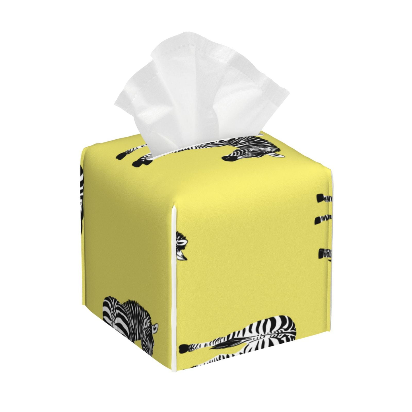 Leather Tissue Box Cover Square - Cute african zebra green Waterproof ...