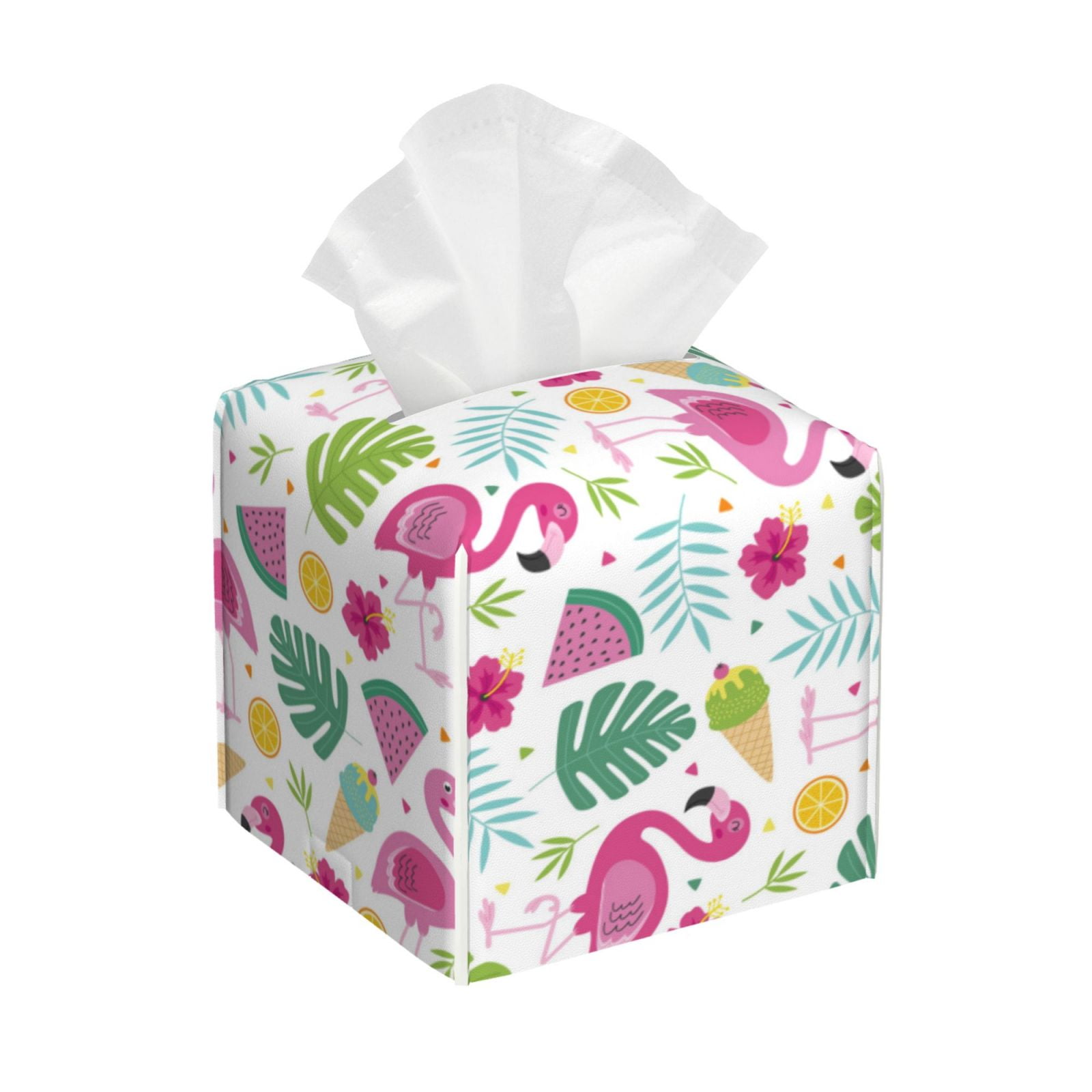 Leather Tissue Box Cover Square - Cute flamingo C Lightweight ...