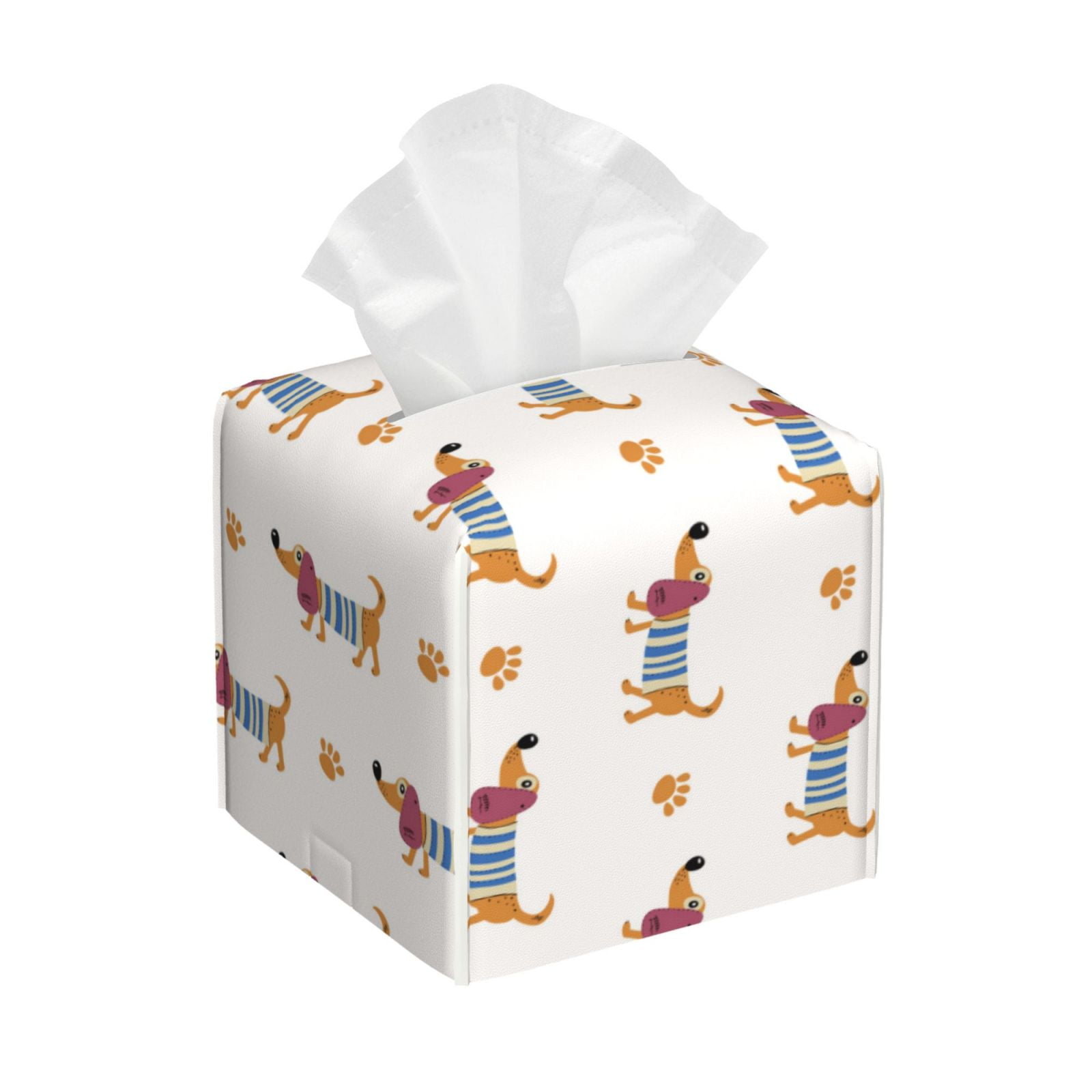 Leather Tissue Box Cover Square - Dachshund Dog Puppy No.1004 ...