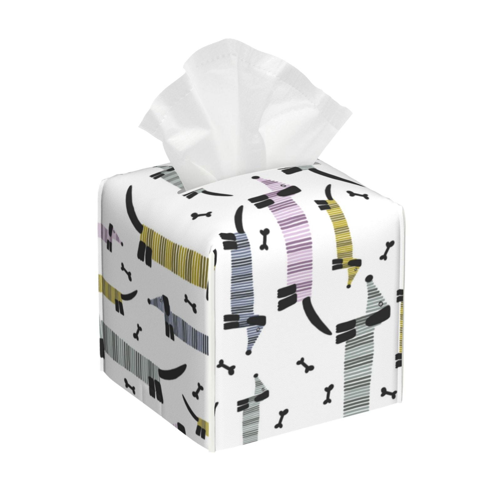 Leather Tissue Box Cover Square - Dachshund Dog Puppy No.1019 Lightweight Waterproof Tissue Box ...