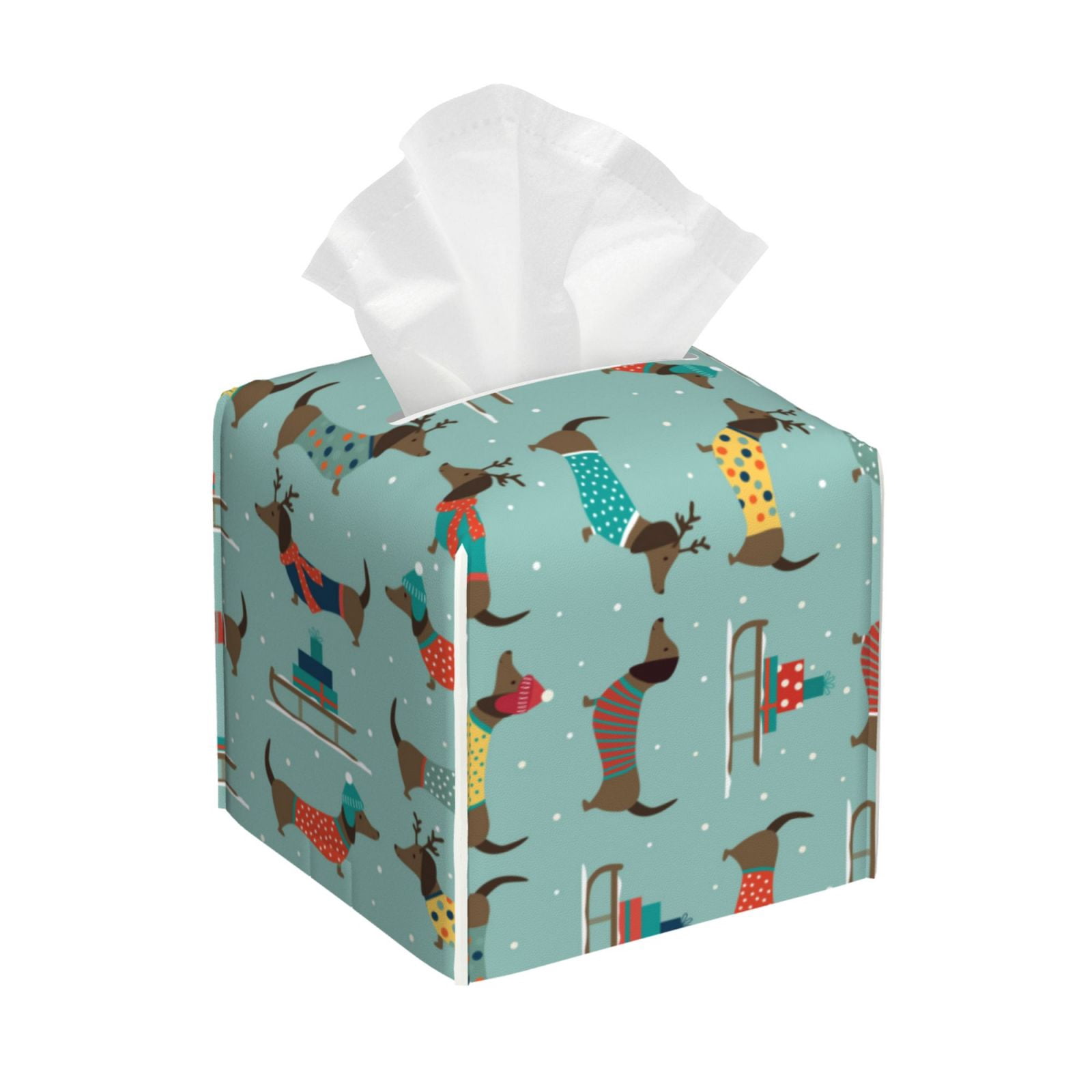 Leather Tissue Box Cover Square - Dachshund Dog Puppy No.1041 ...