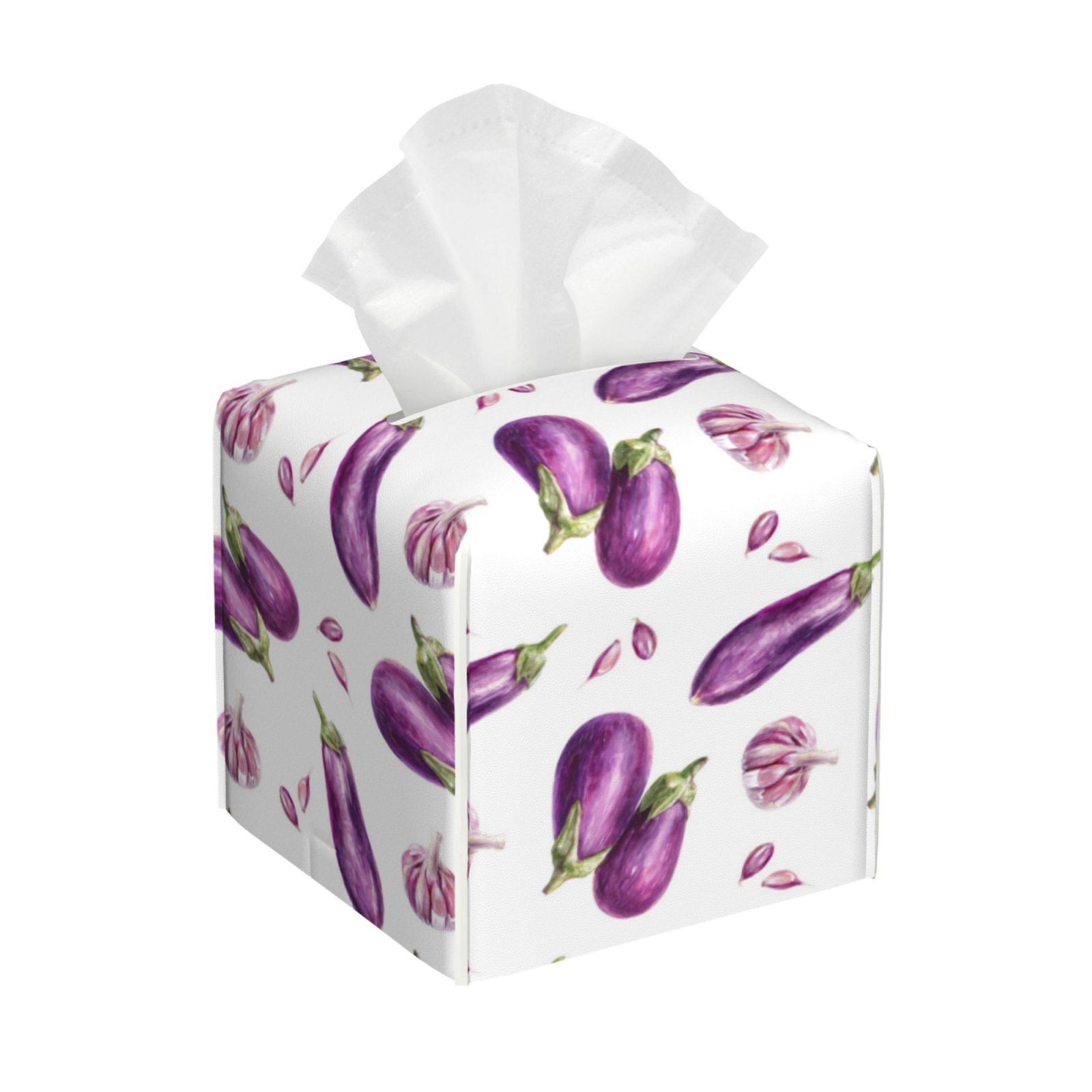 Leather Tissue Box Cover Square - Eggplant garlic Waterproof Tissue Box ...