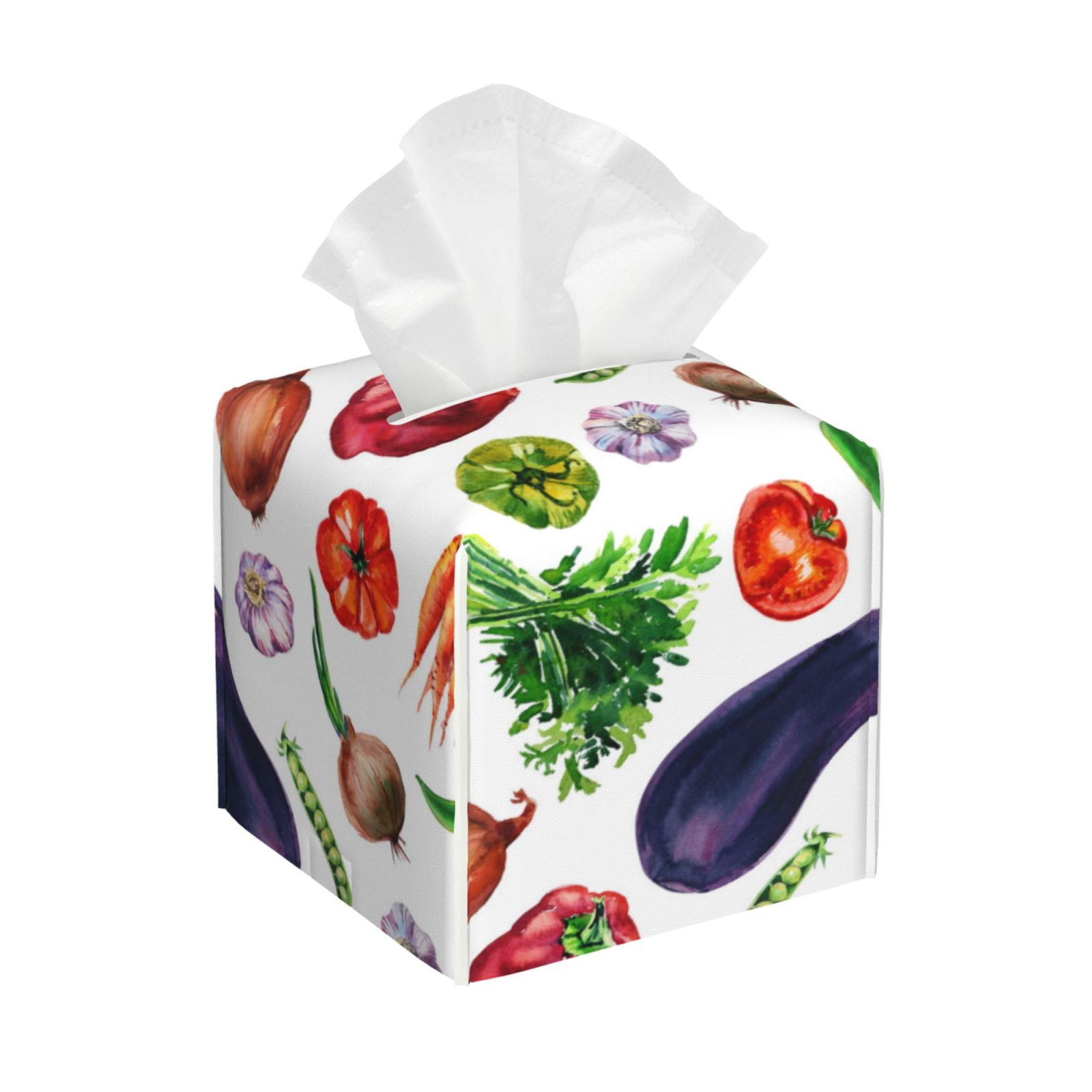Leather Tissue Box Cover Square - Eggplant vegetable Waterproof Tissue ...