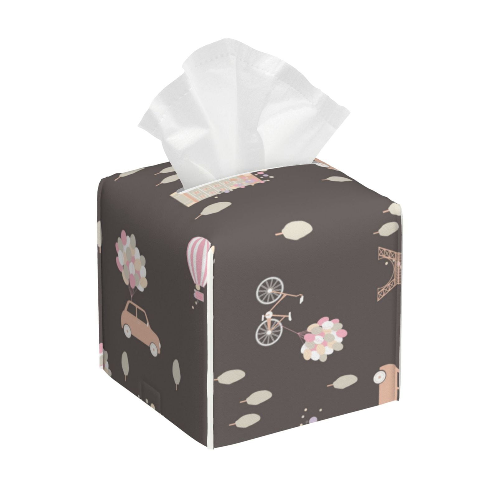 Leather Tissue Box Cover Square - Eiffel Tower Urban Waterproof Tissue ...