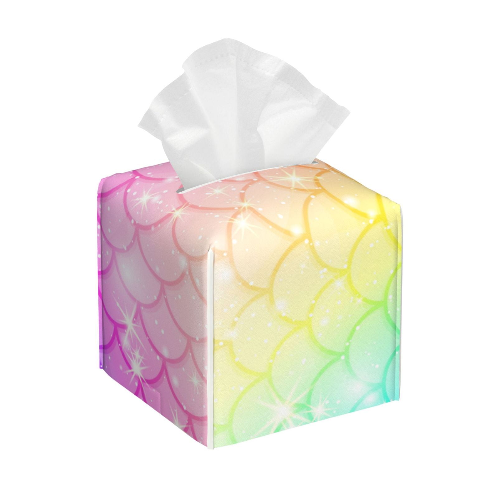 Leather Tissue Box Cover Square - Fish Scale Waterproof Tissue Box ...