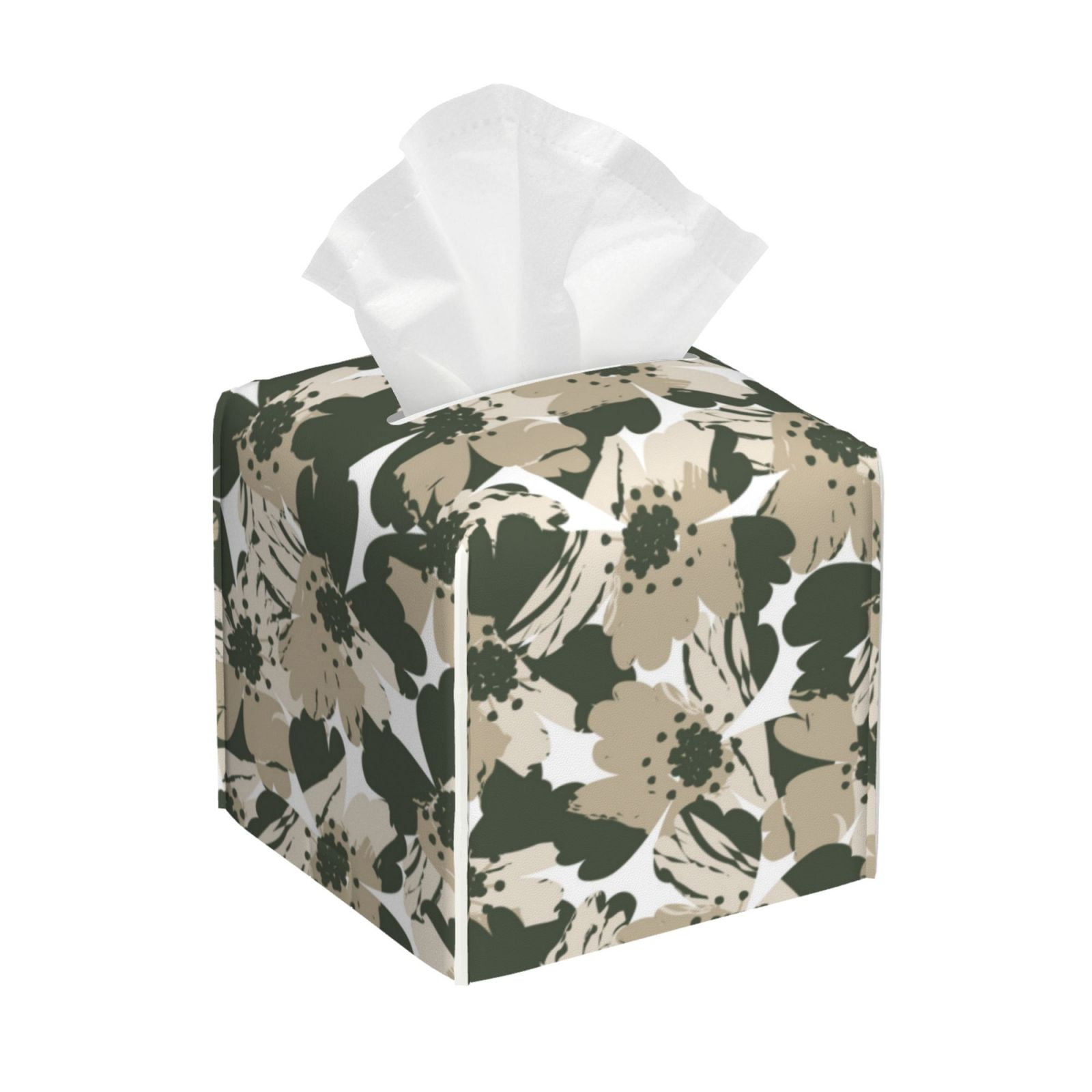 Leather Tissue Box Cover Square - Flower Camouflage Waterproof Tissue ...