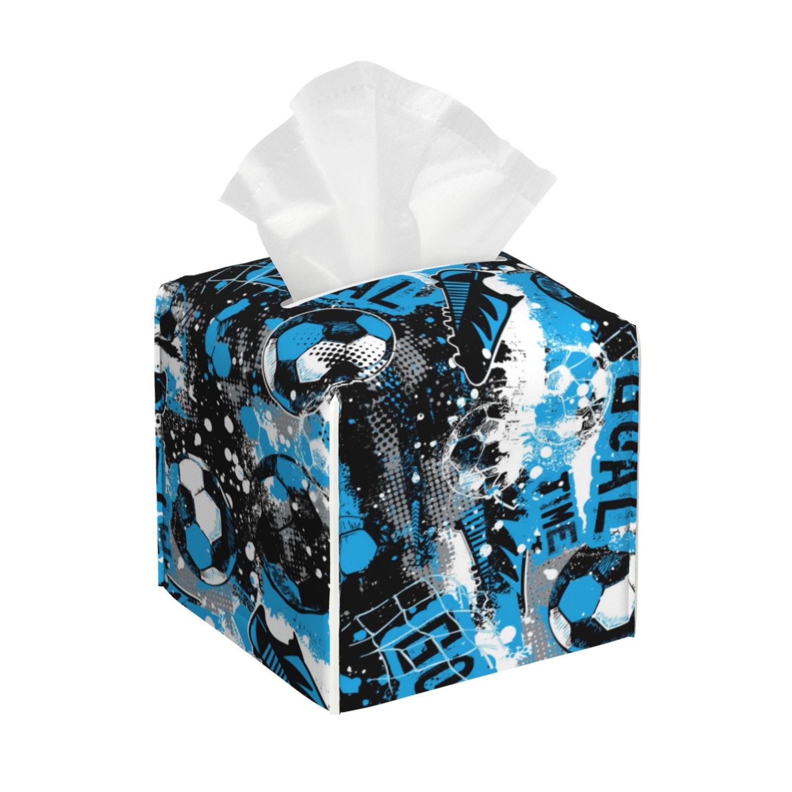 Leather Tissue Box Cover Square - Football Time Waterproof Tissue Box ...