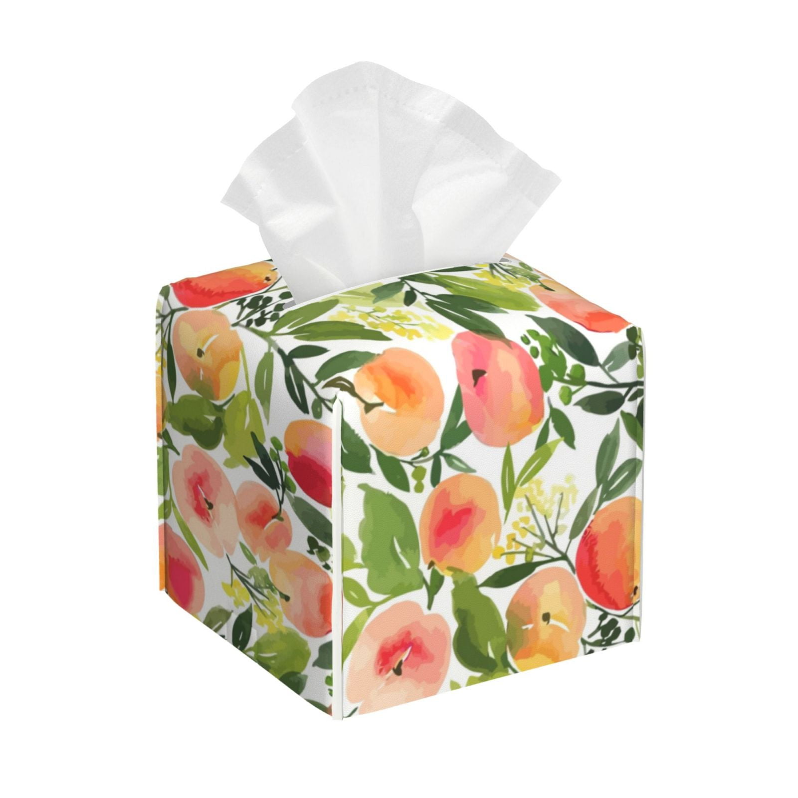 Leather Tissue Box Cover Square - Fruits Peach1 Waterproof Tissue Box ...