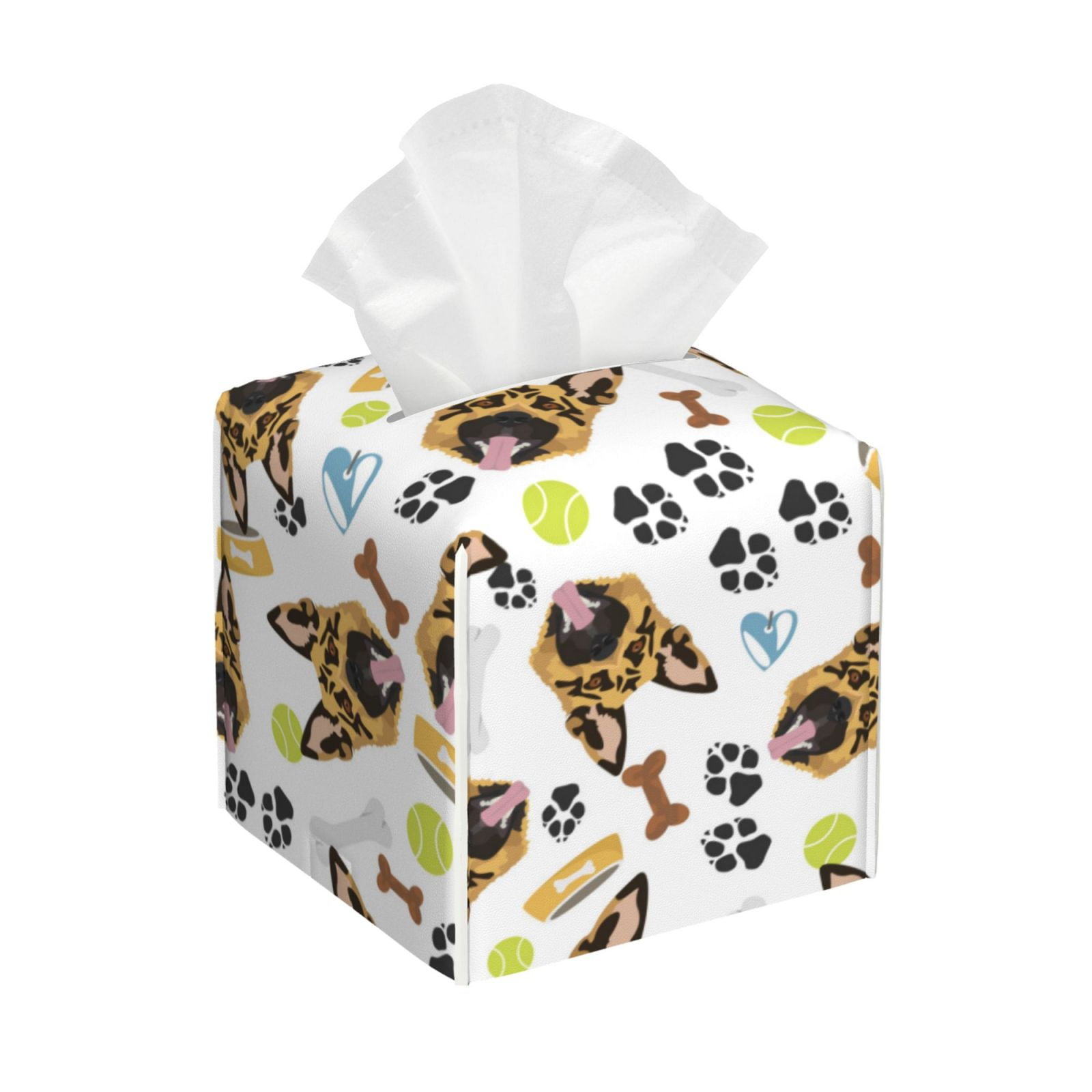 Leather Tissue Box Cover Square - German Shepherd Dog Squash ...