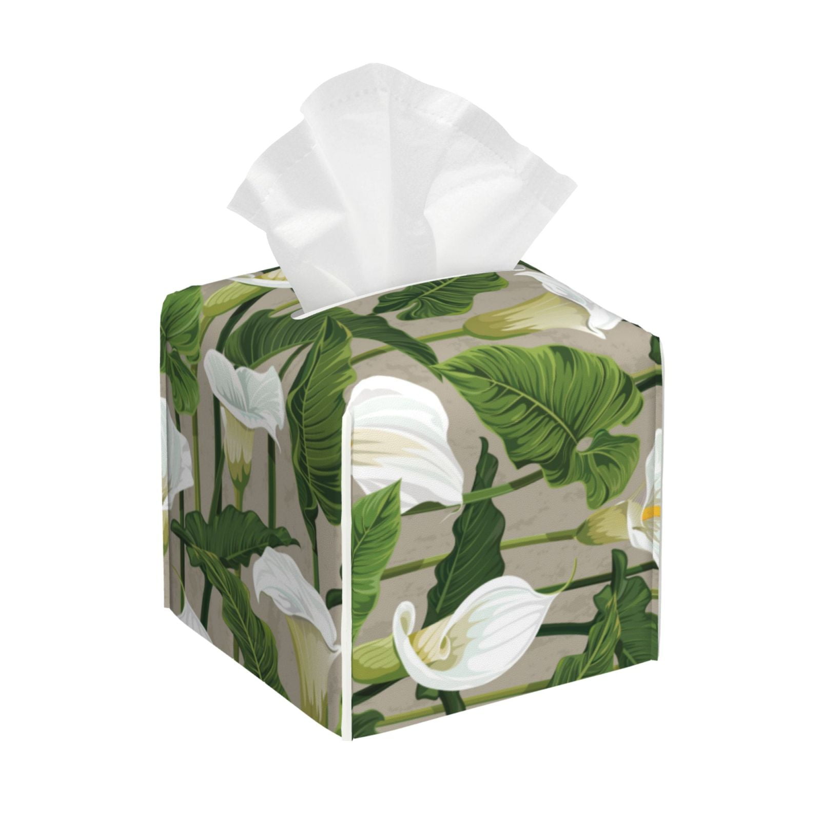 Leather Tissue Box Cover Square - Gorgeous Calla Lily Flowers ...