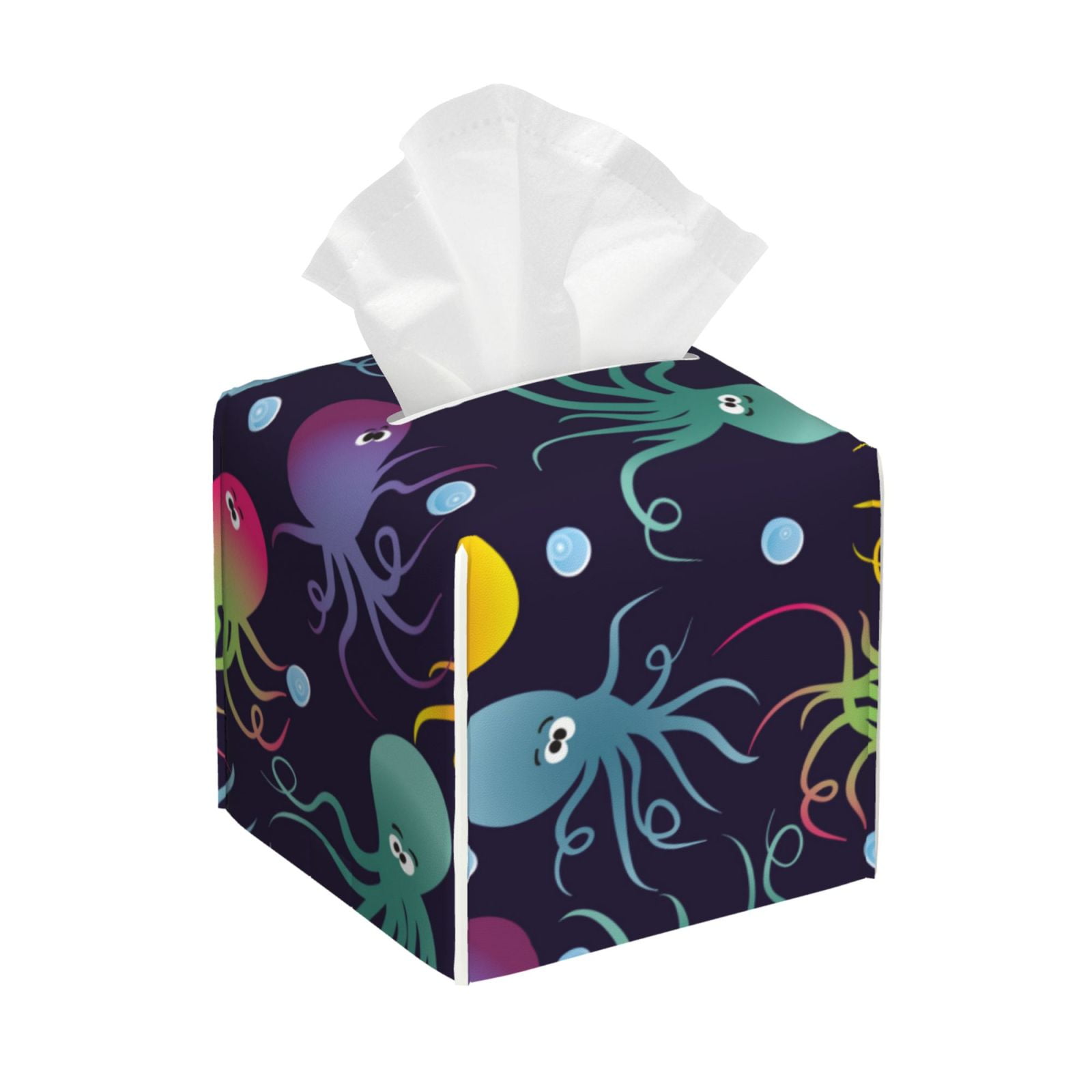 Leather Tissue Box Cover Square - Gradient Octopus Waterproof Tissue ...