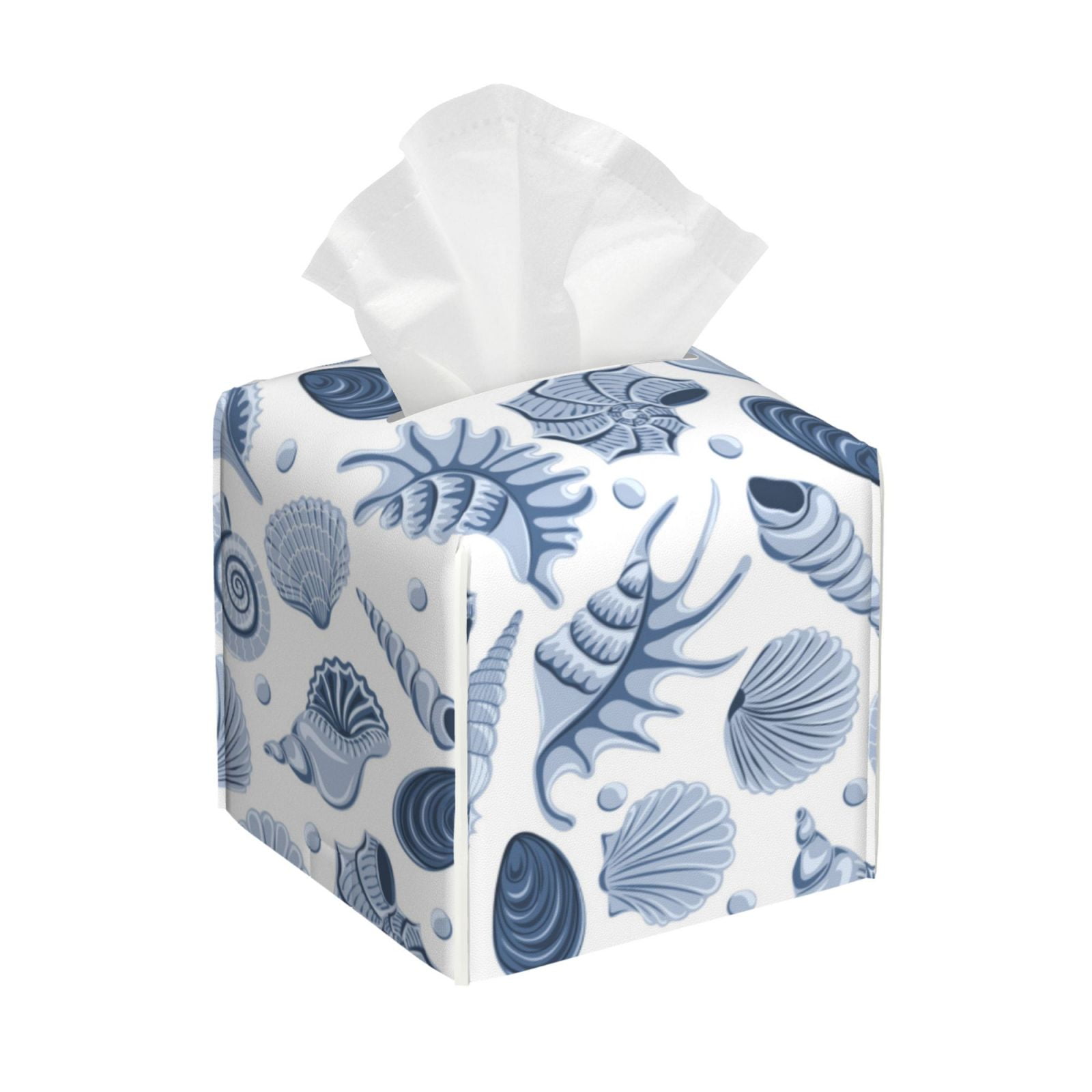 Leather Tissue Box Cover Square - Gray Conch Shell Lightweight ...