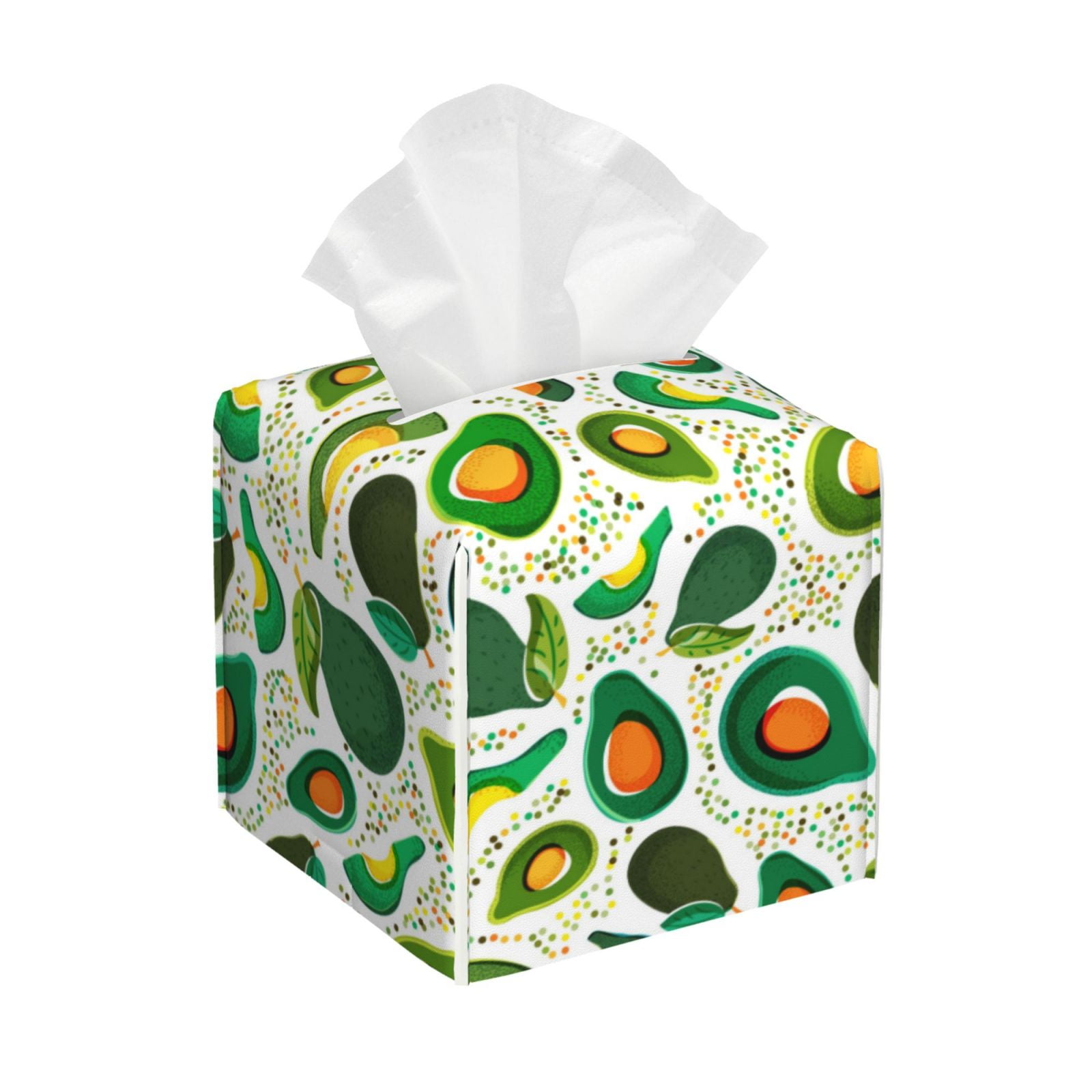Leather Tissue Box Cover Square - Green Avocado (2) Lightweight ...