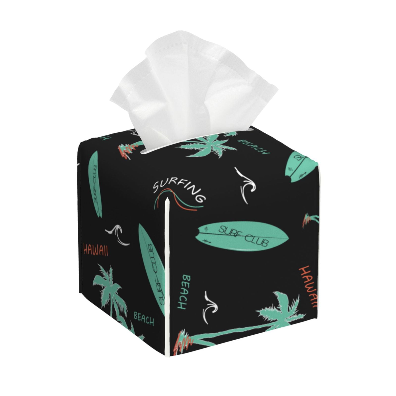 Leather Tissue Box Cover Square - Green Surfboard Waterproof Tissue Box ...