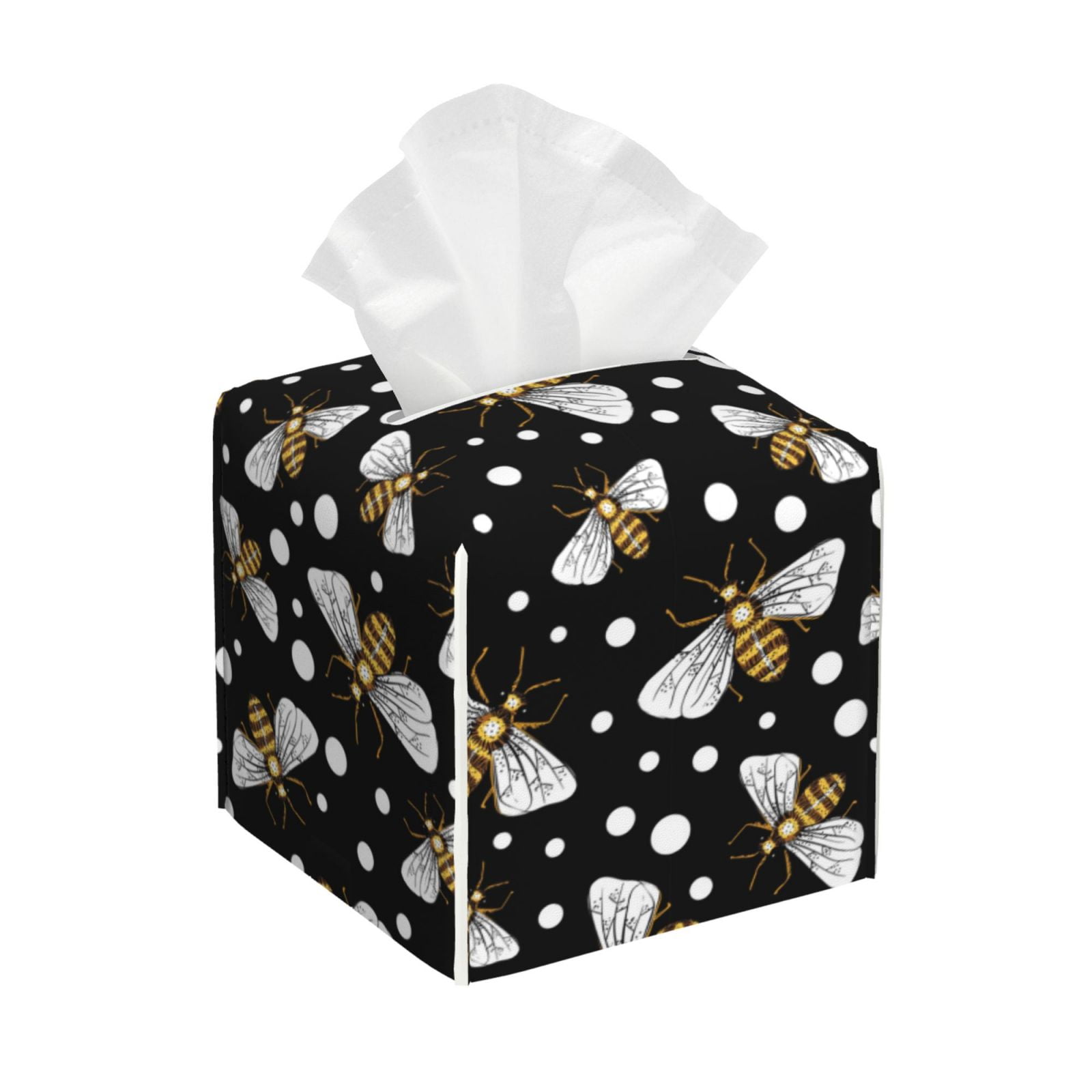 Leather Tissue Box Cover Square - Honey Bees at Night Lightweight ...