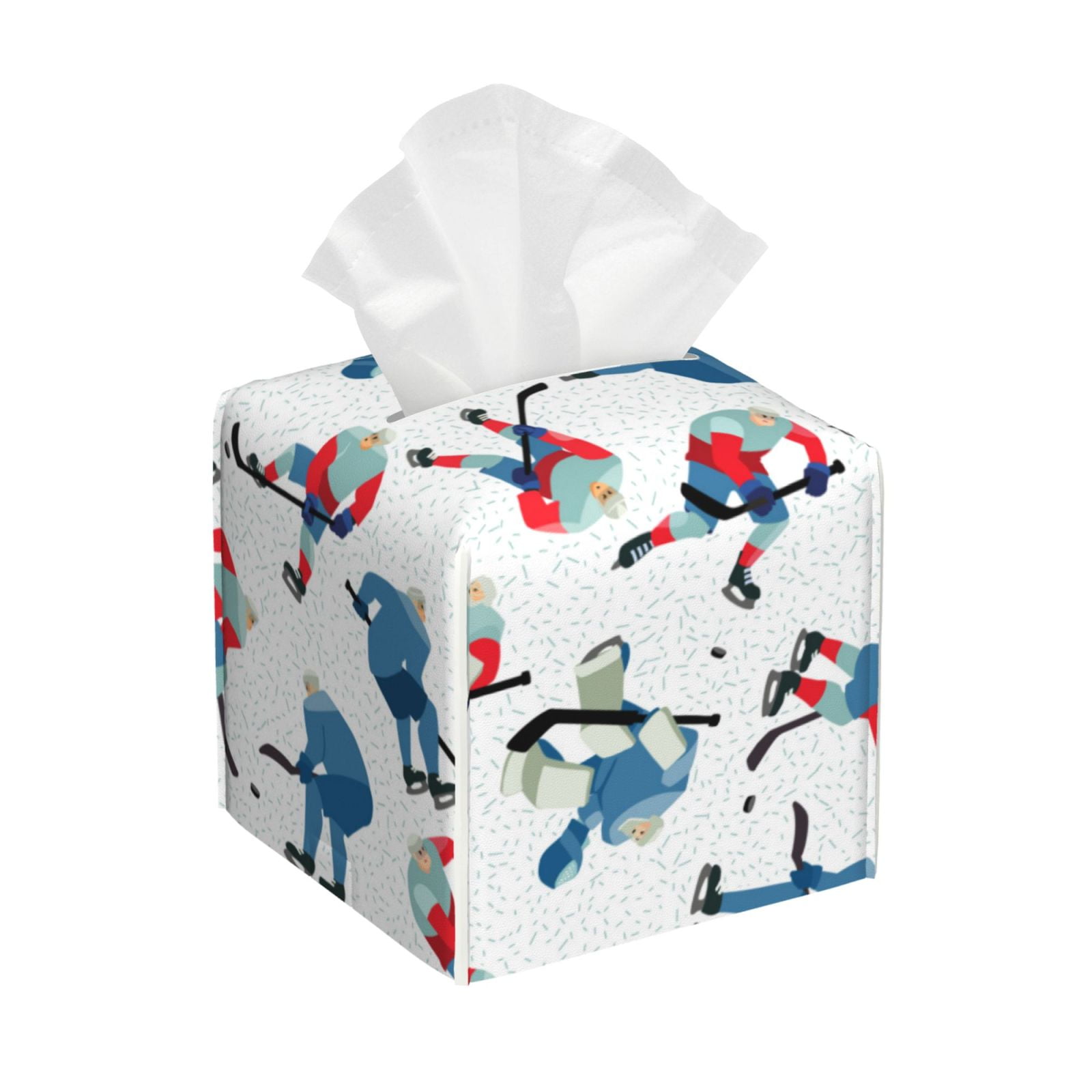 Leather Tissue Box Cover Square - Ice Hockey game sport Waterproof ...